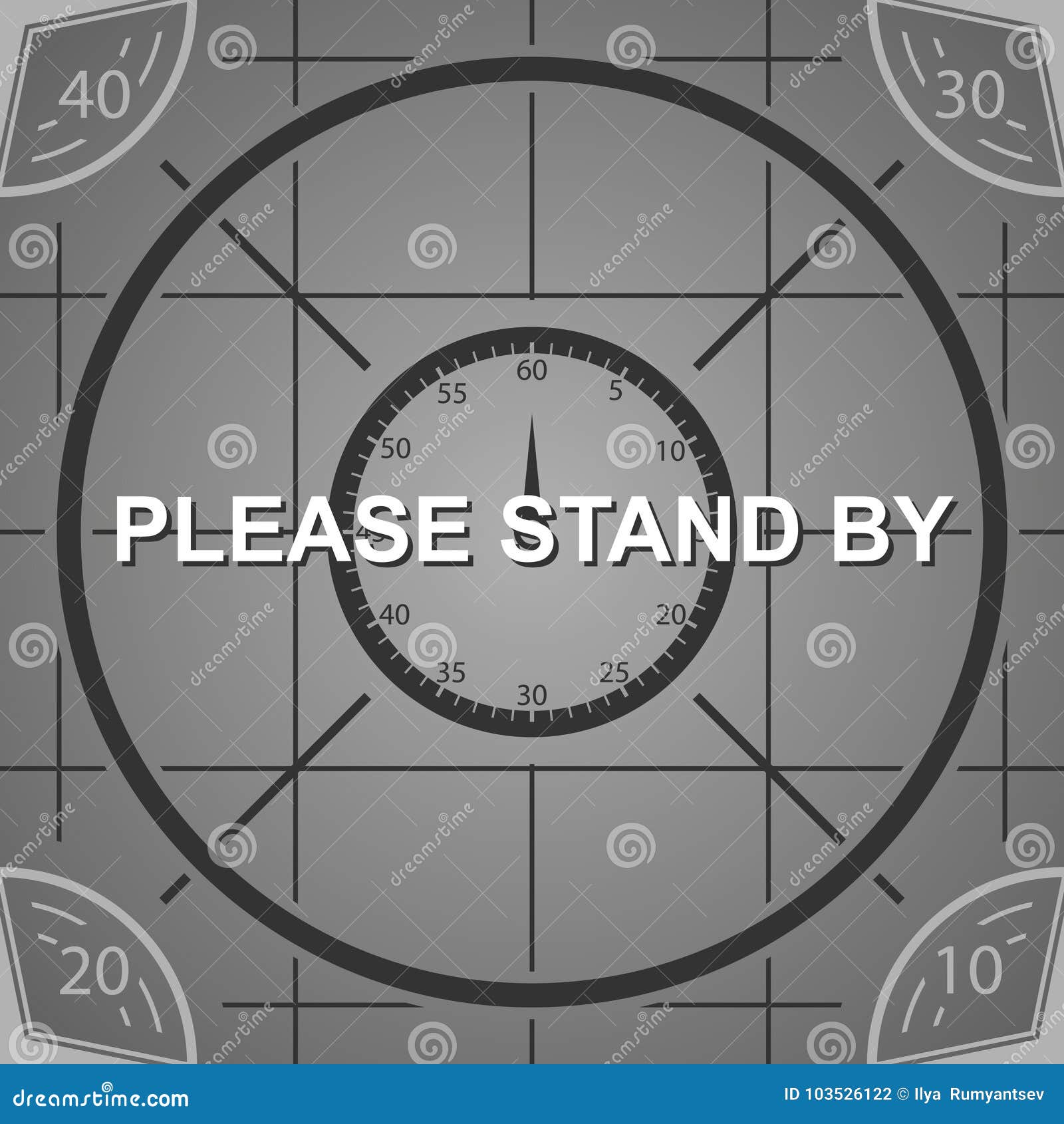 Old Tv Resolution Chart Screen, Please Stand By Background Vector ...