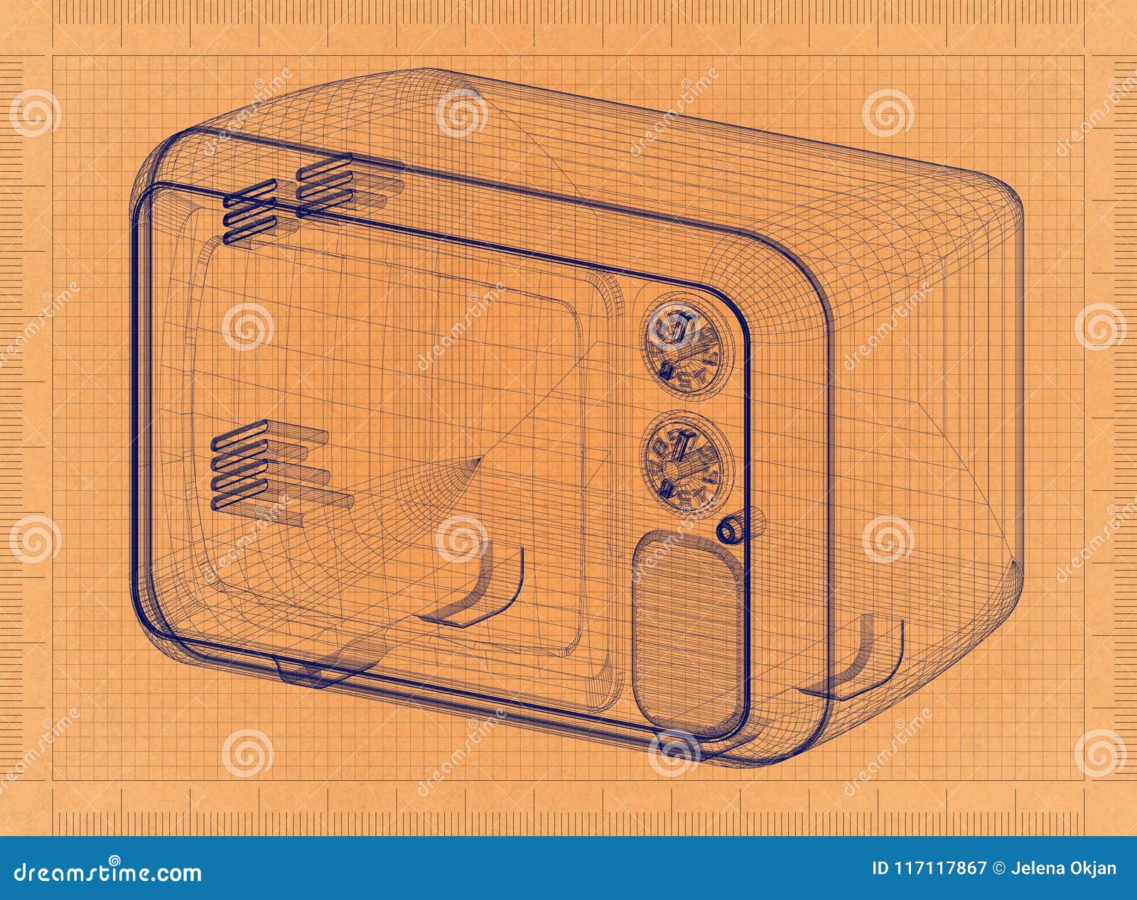 Old TV - Retro Blueprint stock image. Image of construction - 117117867