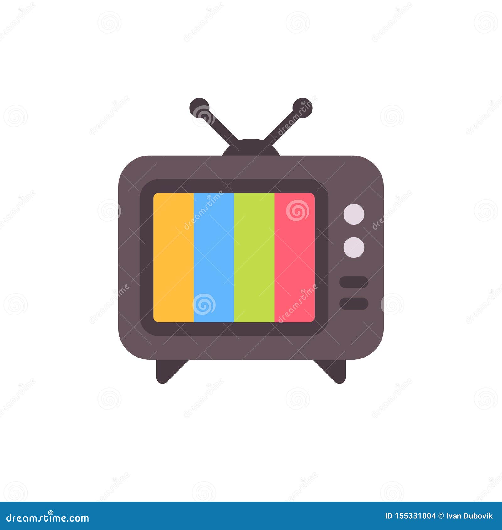 Old Tv Set with Error Screen. Retro Tv Flat Icon Stock Vector ...