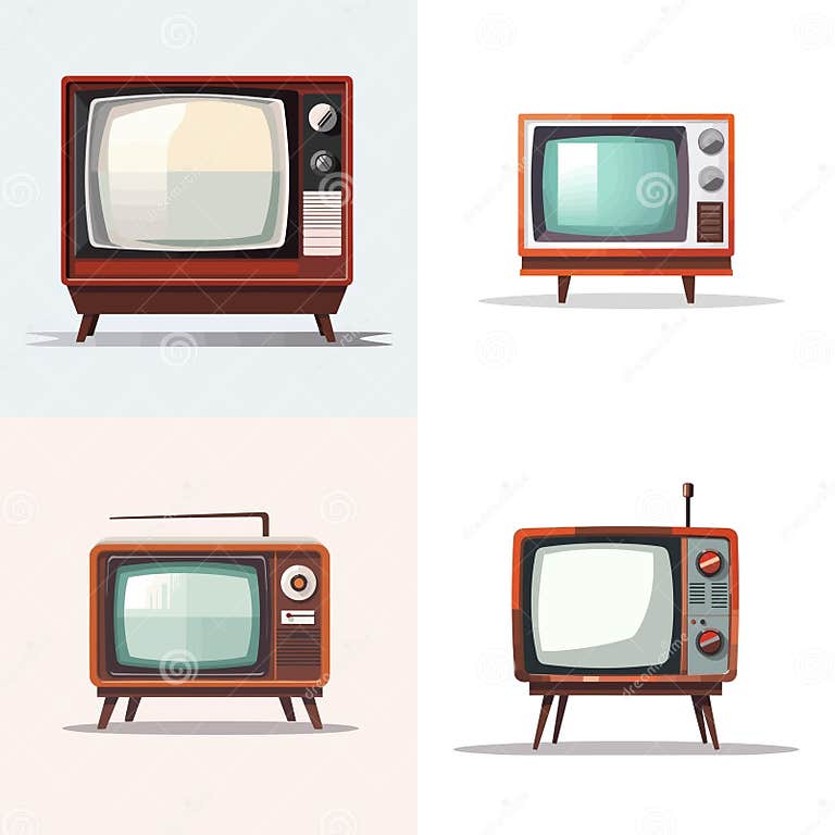 Old TV Set Vector Illustration Isolated Illustration Stock Vector ...