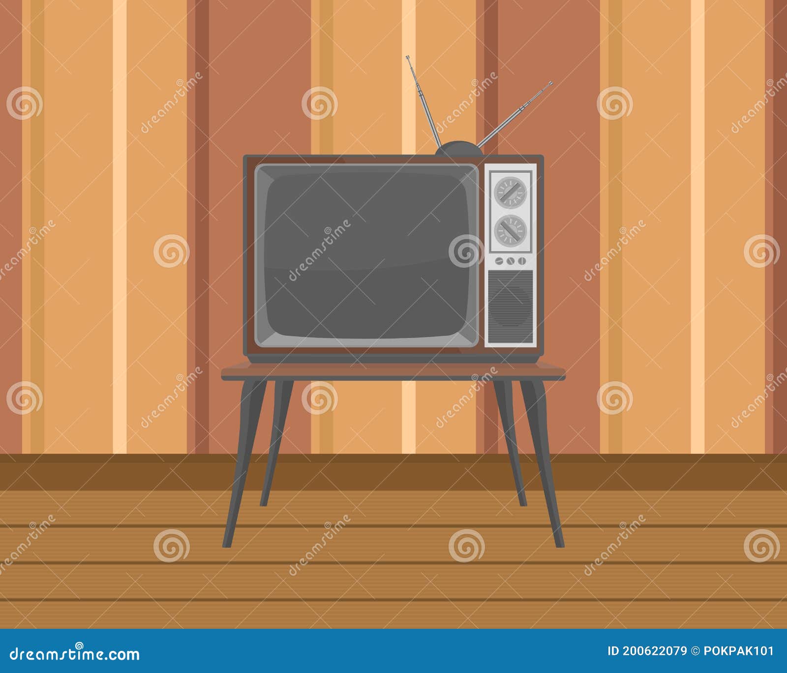 Old tv on table stock vector. Illustration of cartoon - 200622079