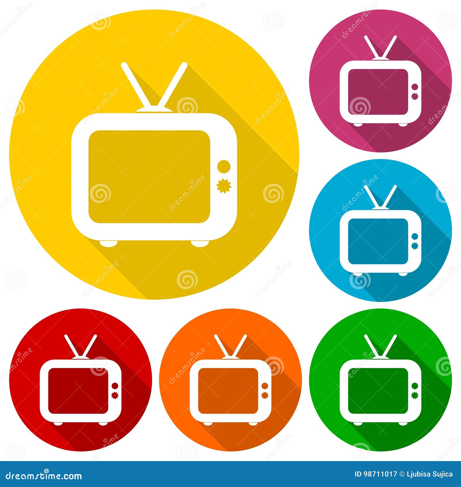 Old TV Television Icons Set Stock Vector - Illustration of modern, flat ...