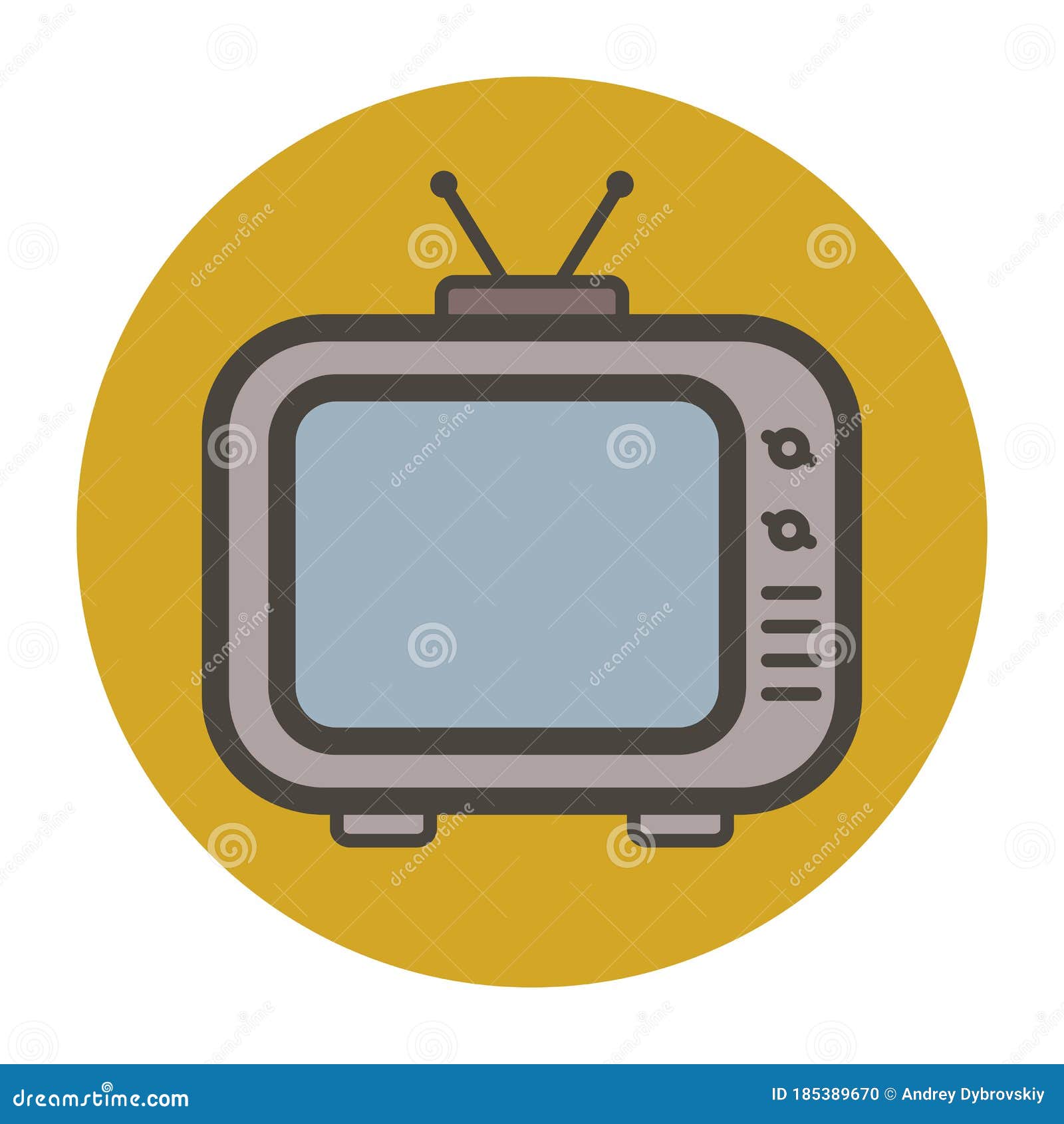 Old tv. Vector flat style stock vector. Illustration of concept - 185389670
