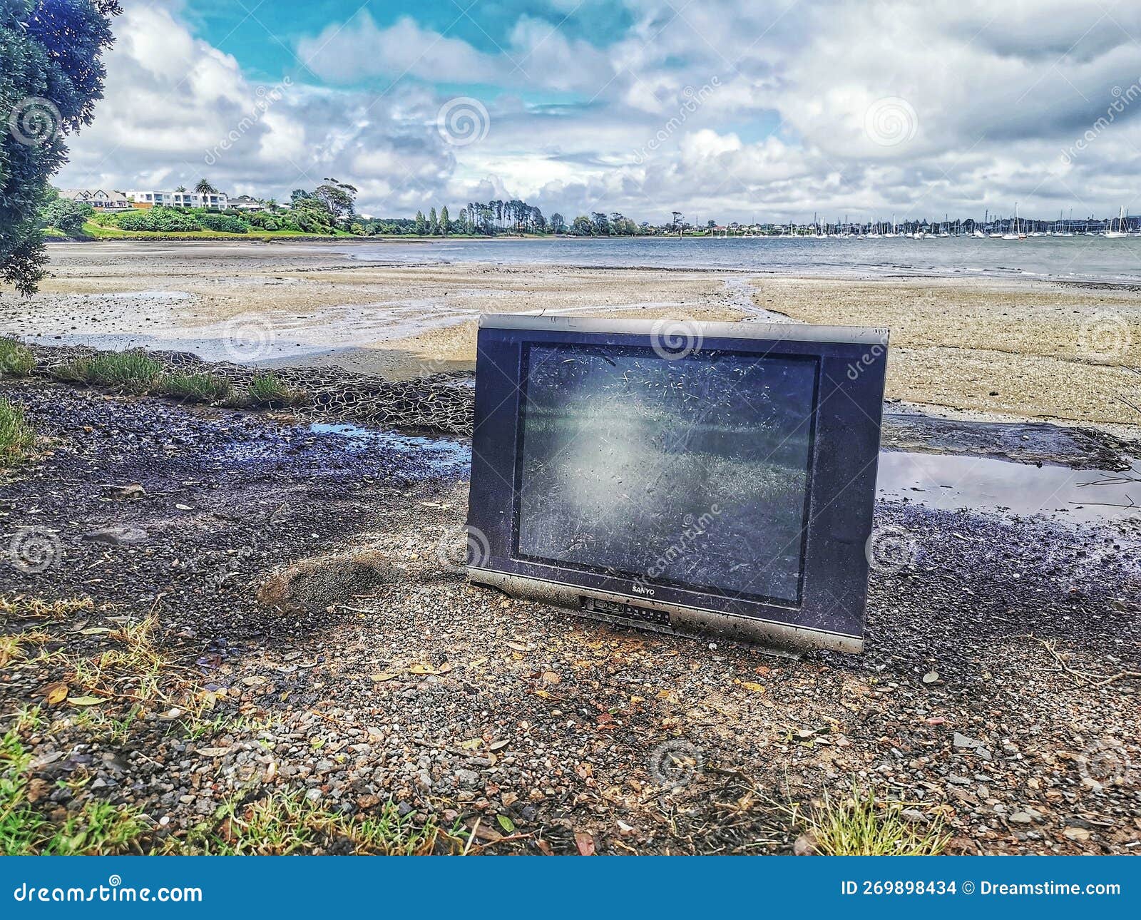 An Old Tv Washed Ashore after Heavy Rain Stock Photo - Image of ashore ...