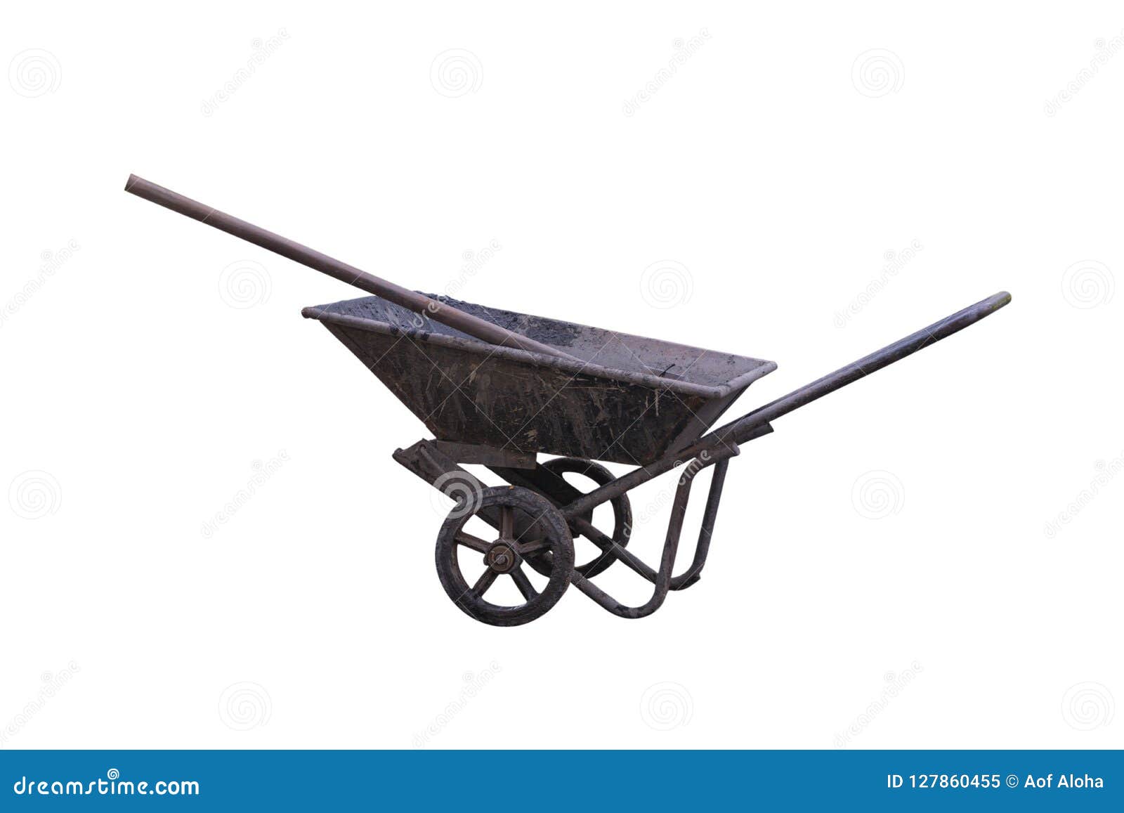 Old Two-wheeled Wheelbarrow. Stock Image - Image of construction, load ...