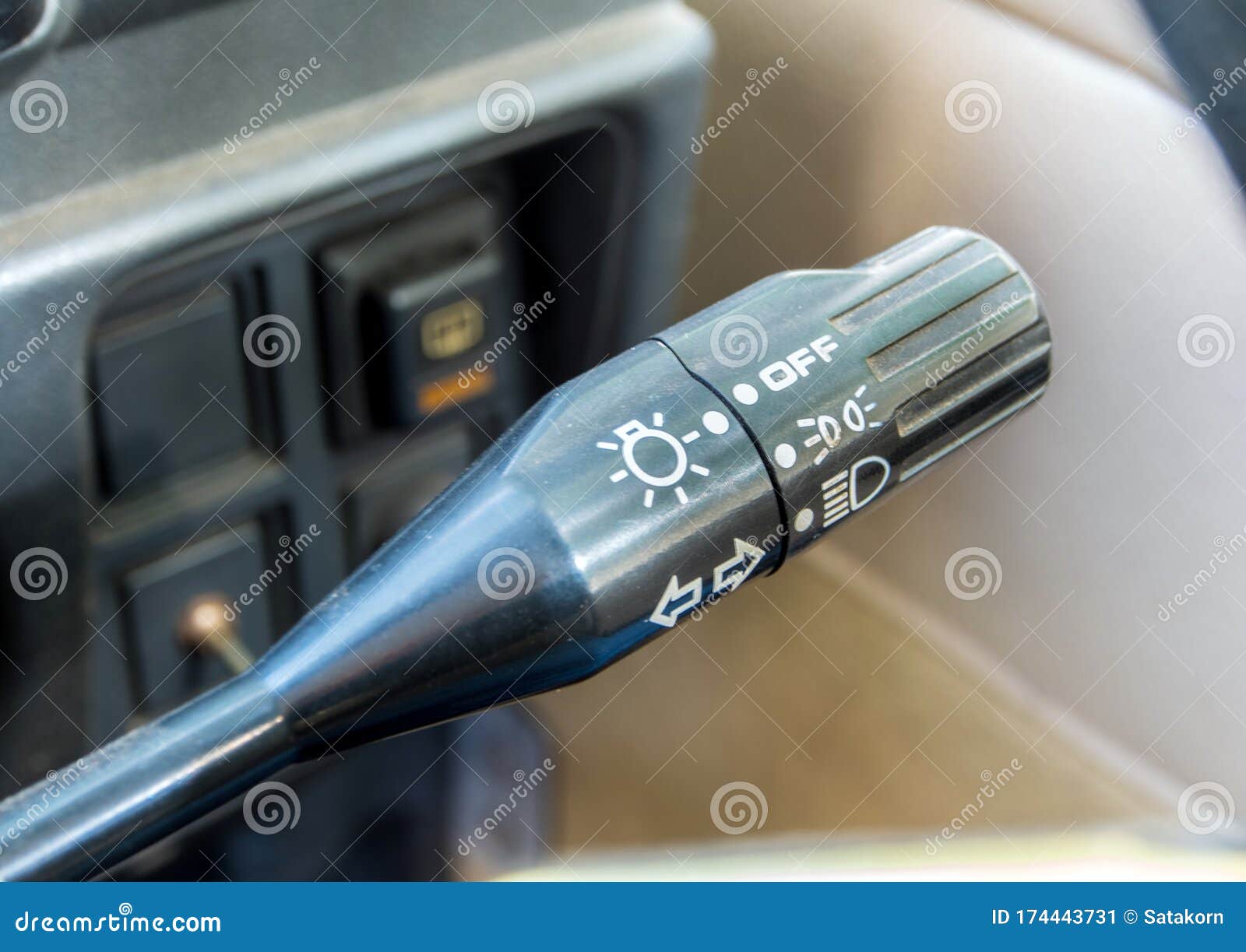 The Old Type of Light and Lift Switch of Old Car Stock Image - Image of ...