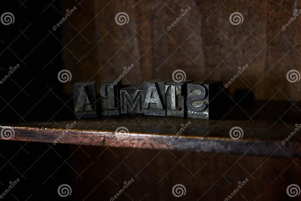 Old Typeface Stamps Tools with the Inscription Print Stock Photo ...