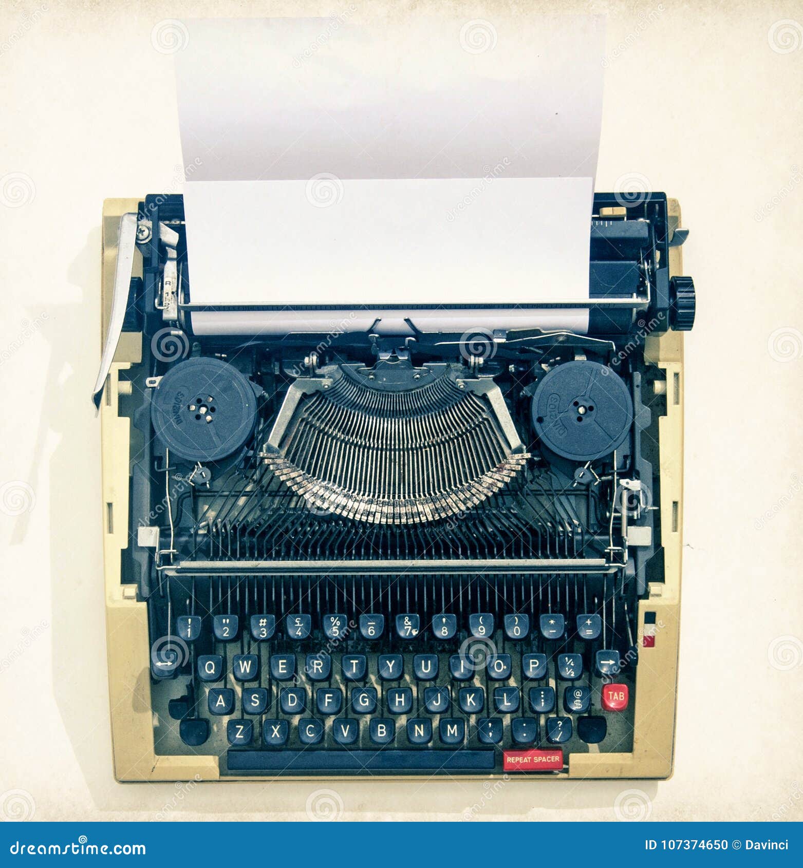 Old Typewriter from Above Toned Stock Photo - Image of design, desk ...