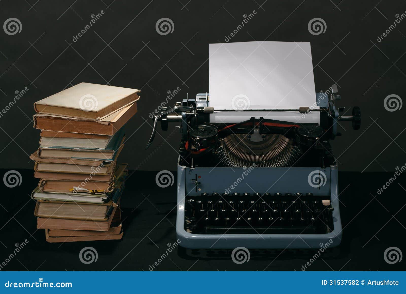 Old Typewriter with Books Retro Colors on the Desk Stock Photo - Image ...