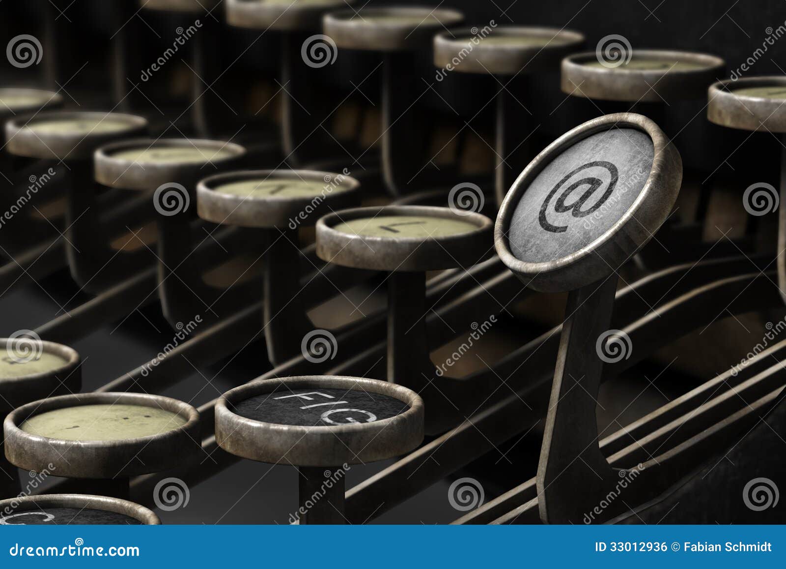 Old Typewriter with Email Symbol Stock Illustration - Illustration of ...