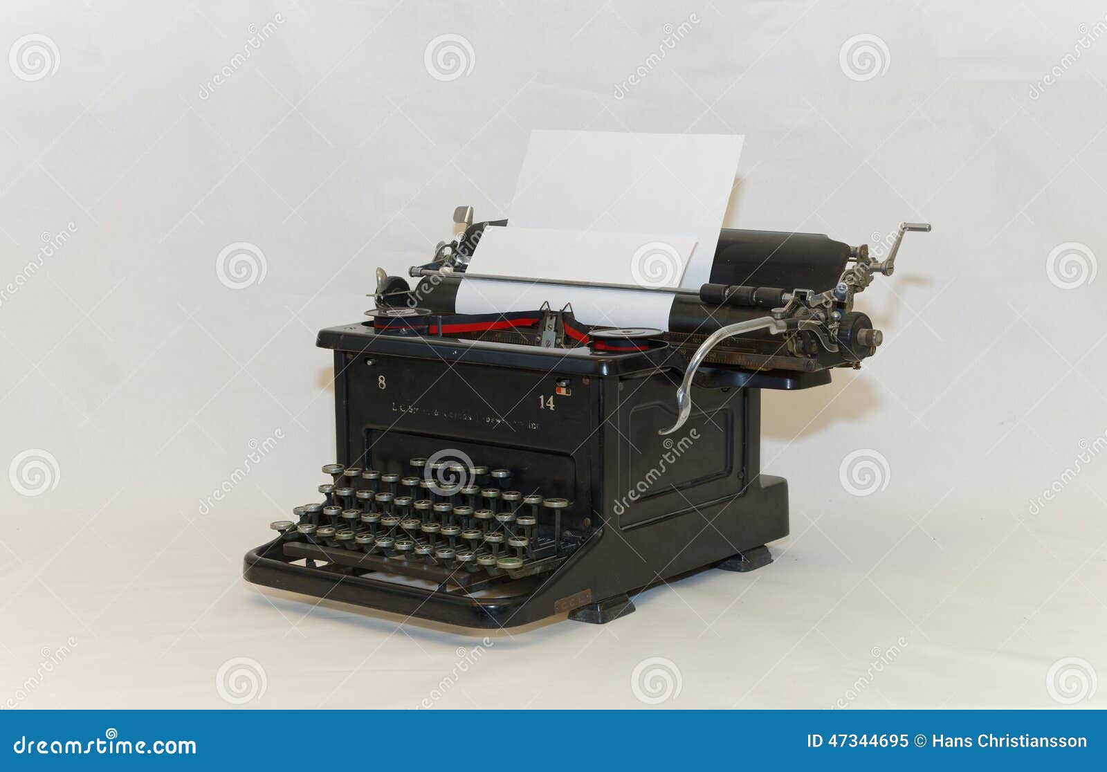 Old Typewriter - Front Sideview Stock Image - Image of keyboard, white ...
