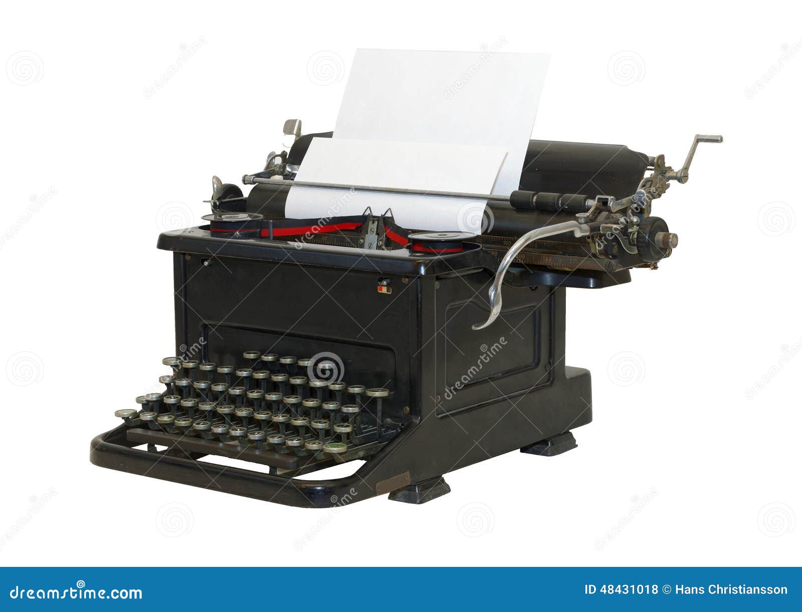 Old Typewriter - Front Sideview - Isolated Stock Photo - Image of ...