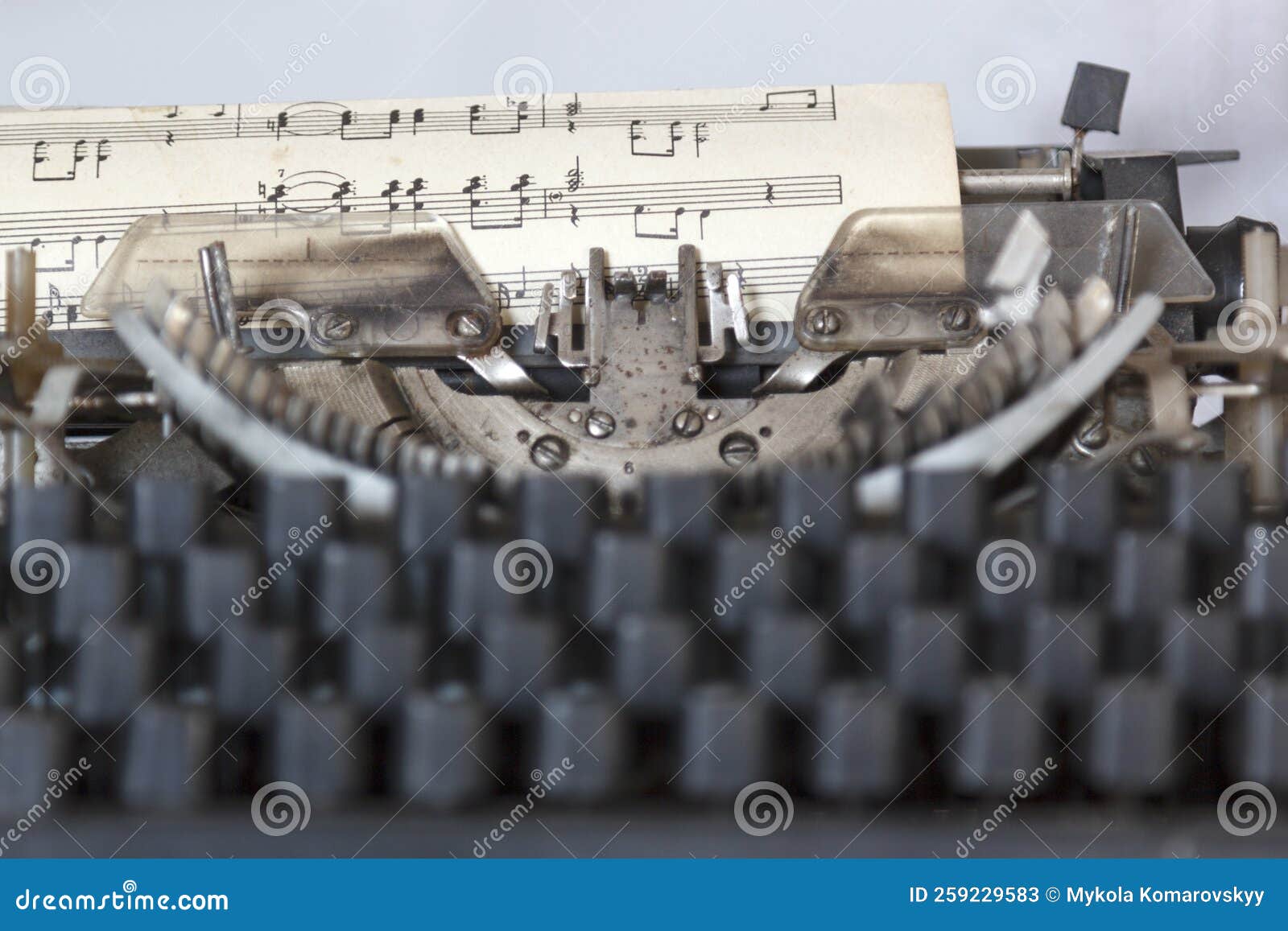 Old Typewriter with Musical Notes Stock Image - Image of paper, record ...