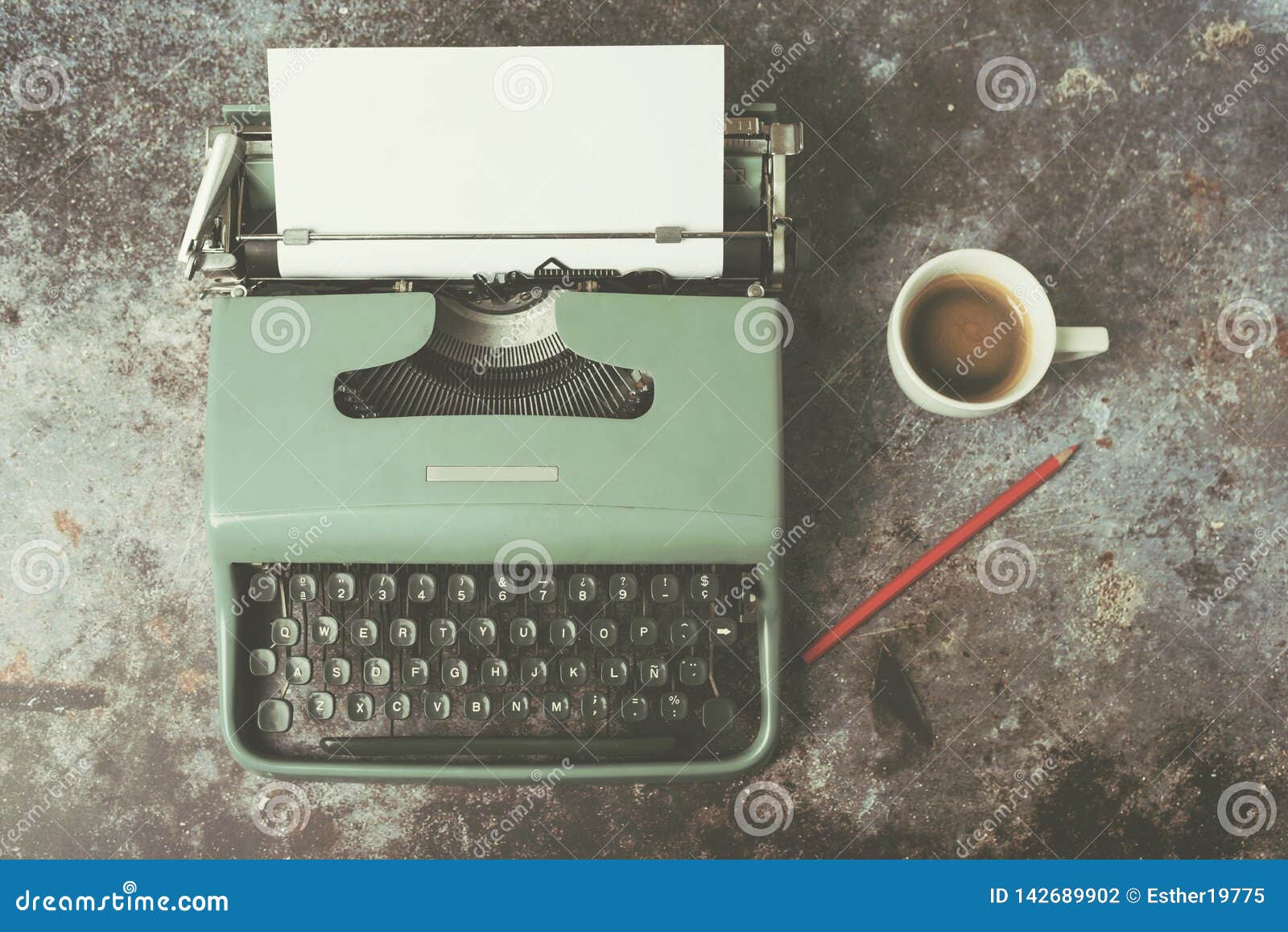 Old Typewriter Next To a Cup of Coffee Stock Photo - Image of secretary ...