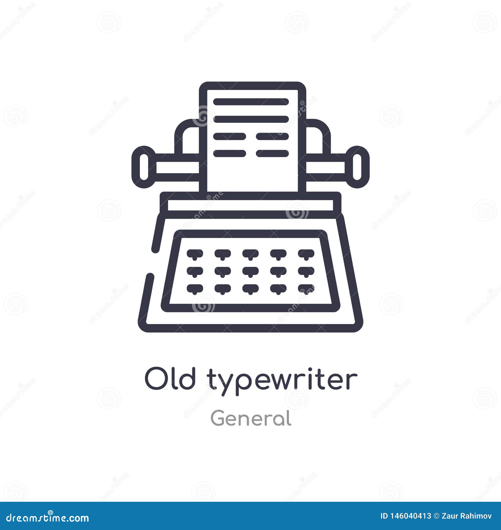 Old Typewriter Outline Icon. Isolated Line Vector Illustration from ...