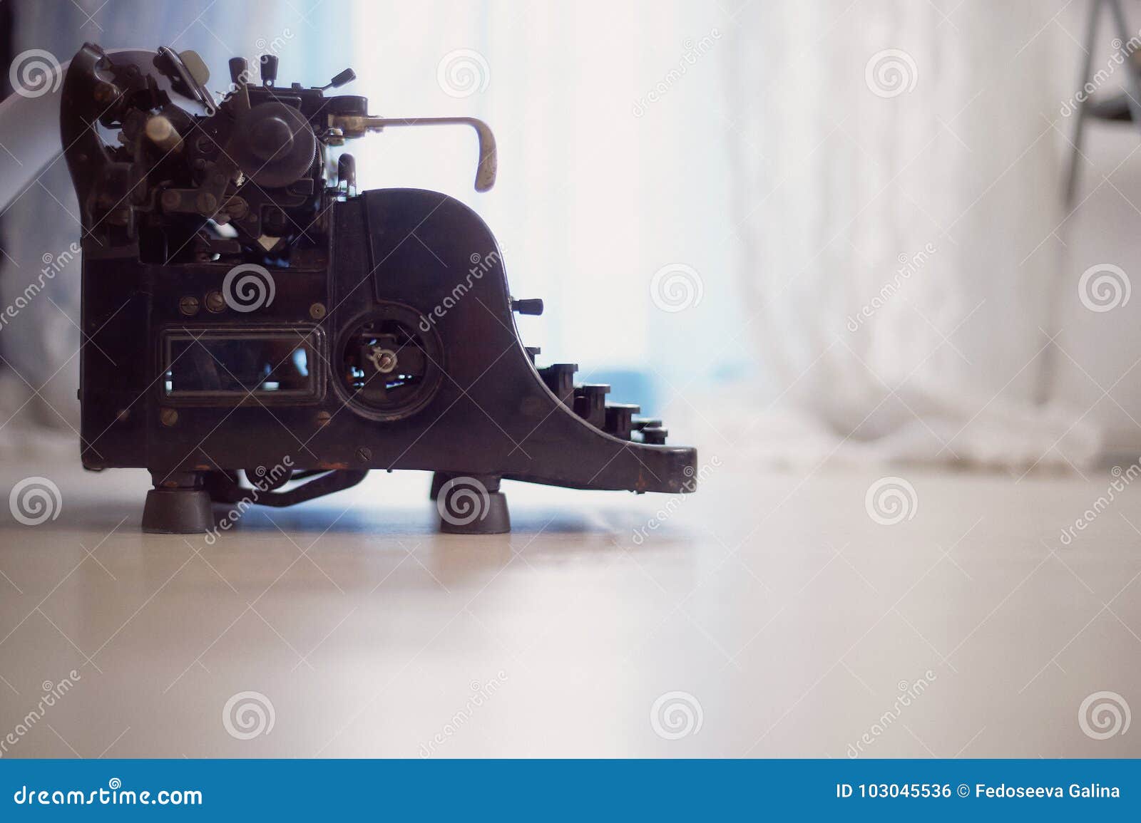 The Old Typewriter. Retro, Side View.Antique Stock Photo - Image of ...