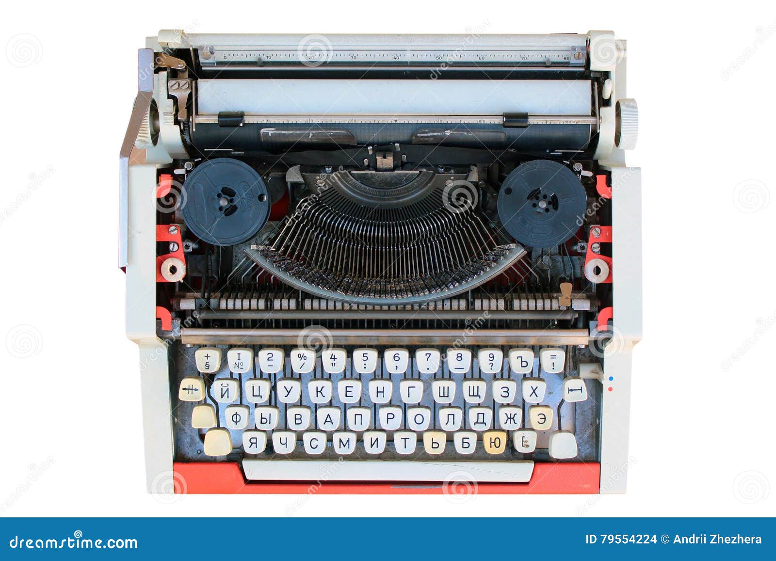 Old Typewriter with Russian Keyboard, Isolated on White Stock Photo ...