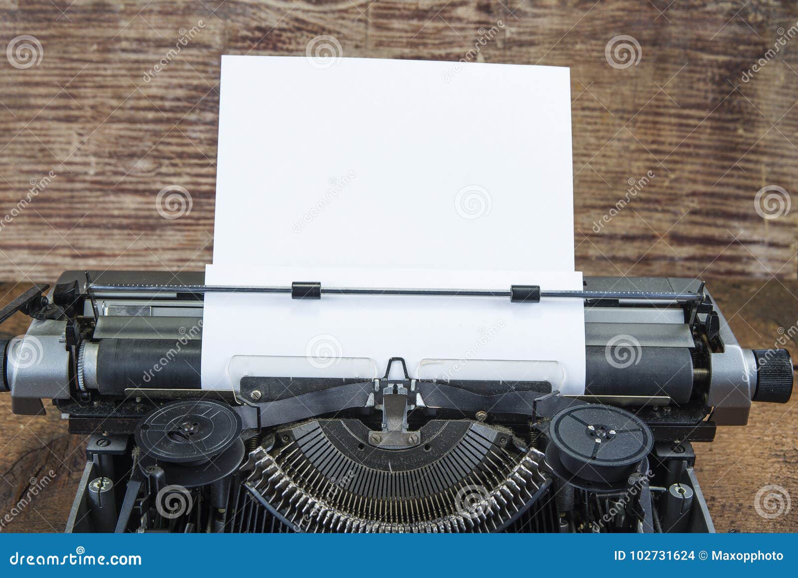 Old Typewriter from Seventies with Paper and Copy Space Stock Photo ...