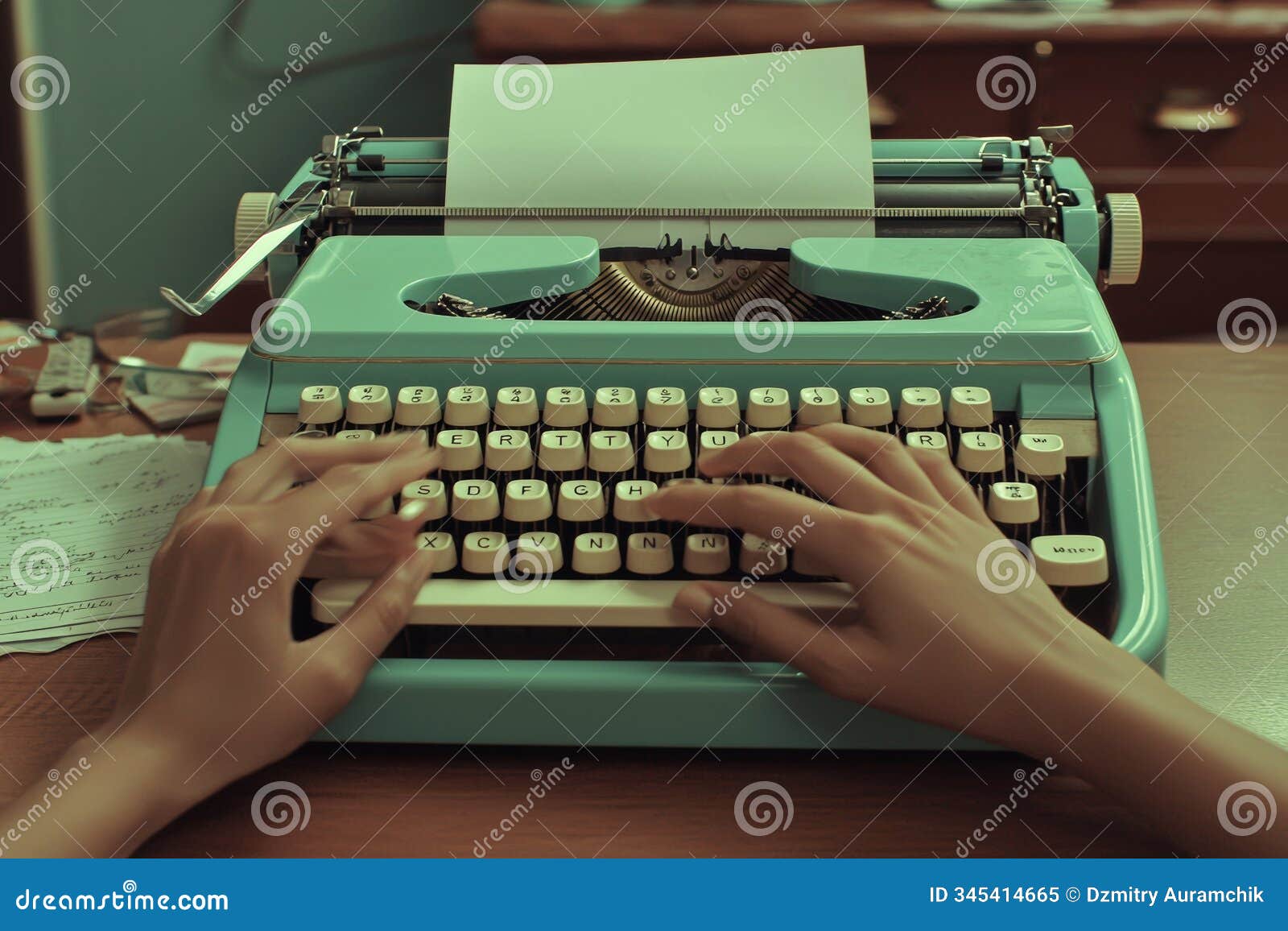 An Old Typewriter in a Small Office with Papers and Books Symbolizing ...