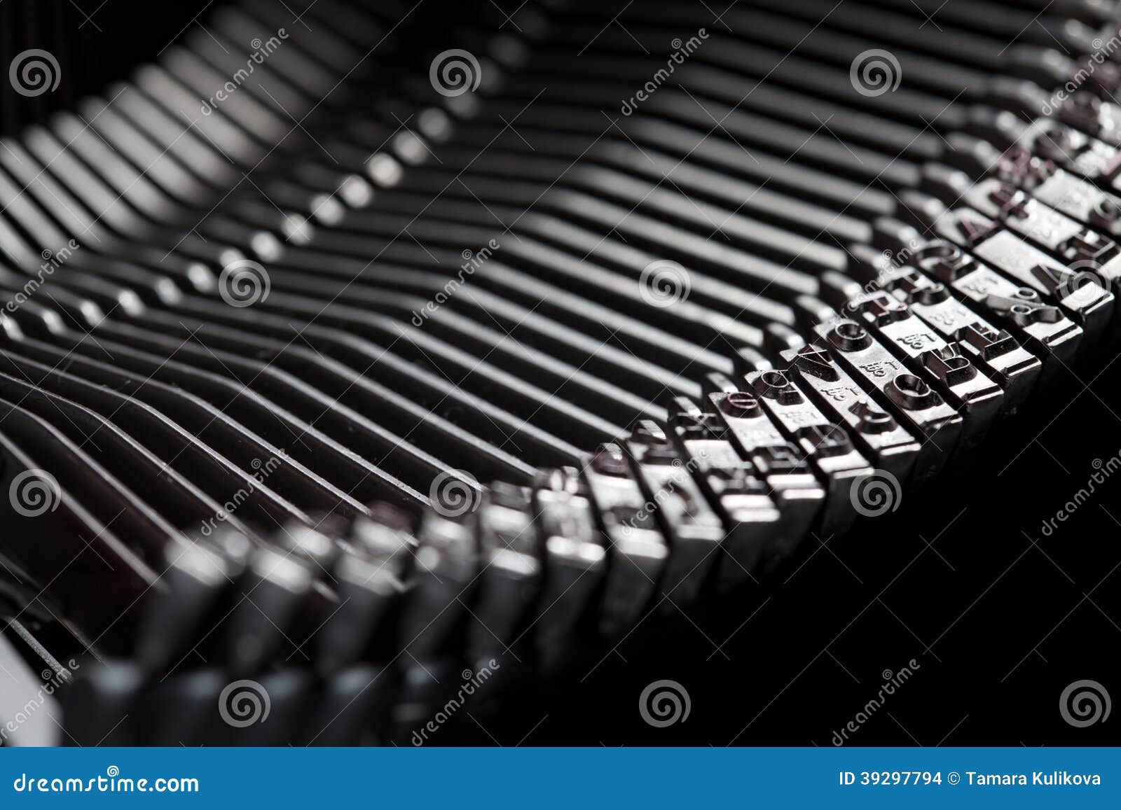 Old typewriter type bars stock photo. Image of steel - 39297794