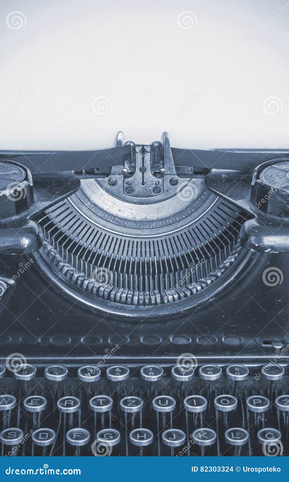 Old Typing Machine and Blank Sheet of Paper for Your Text, Cyano Style ...