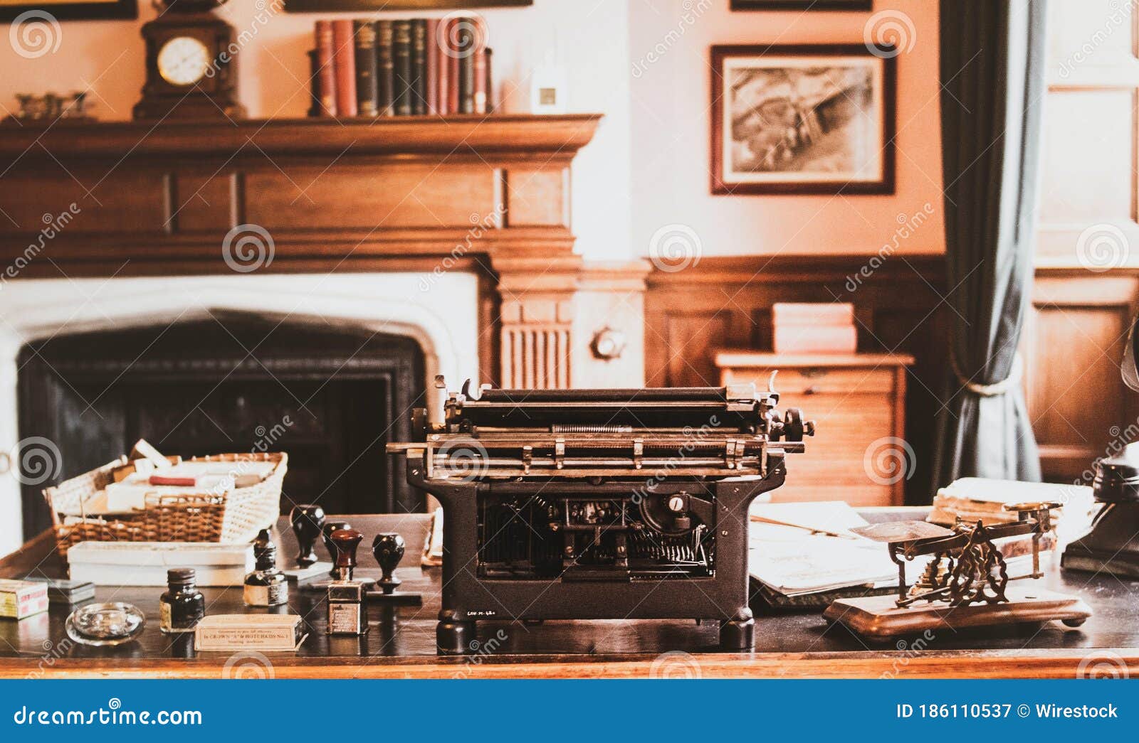 Old Typing Machine with Other Stationery Supplies Stock Image - Image ...