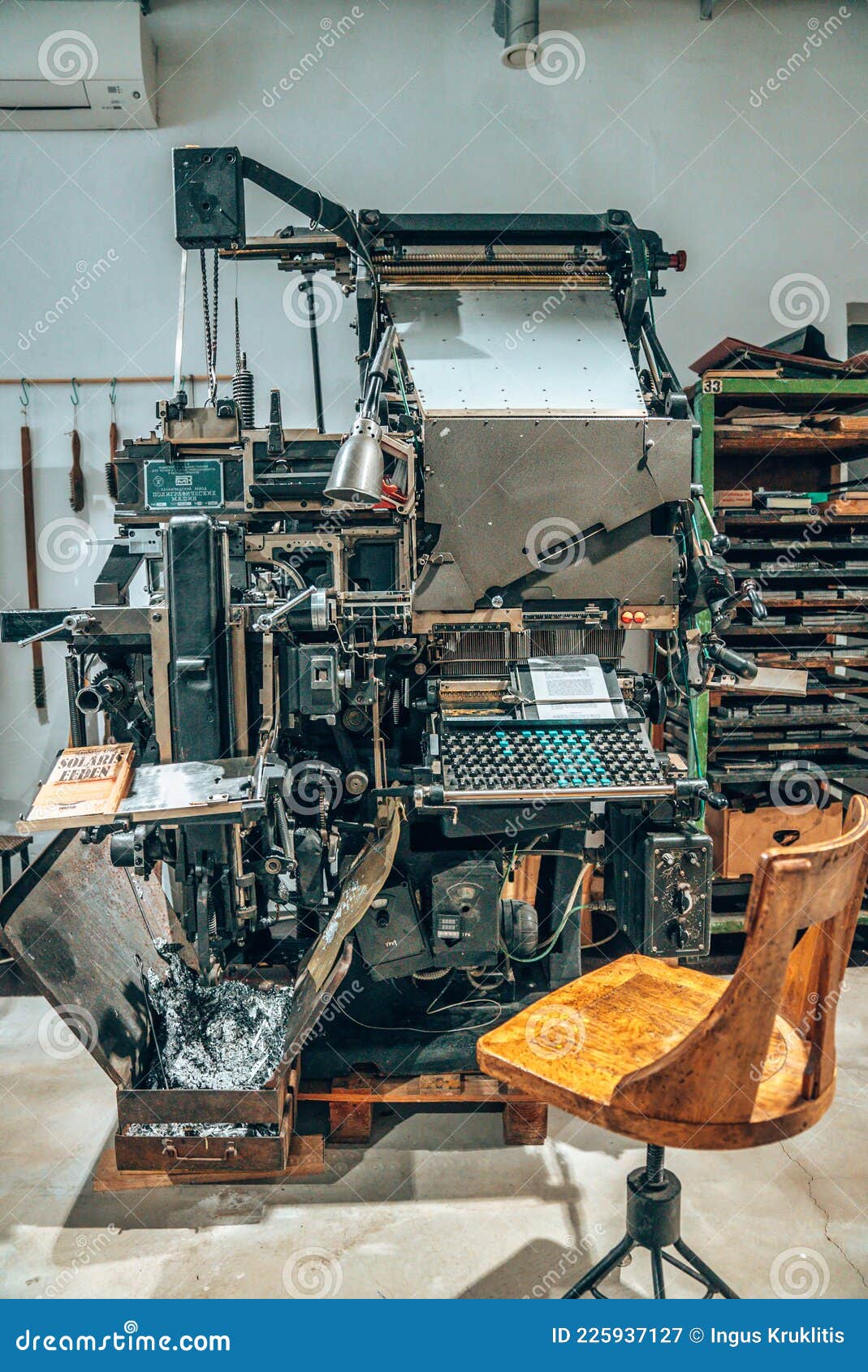 Old Typography Printing Machine with Letter Samples. Editorial ...