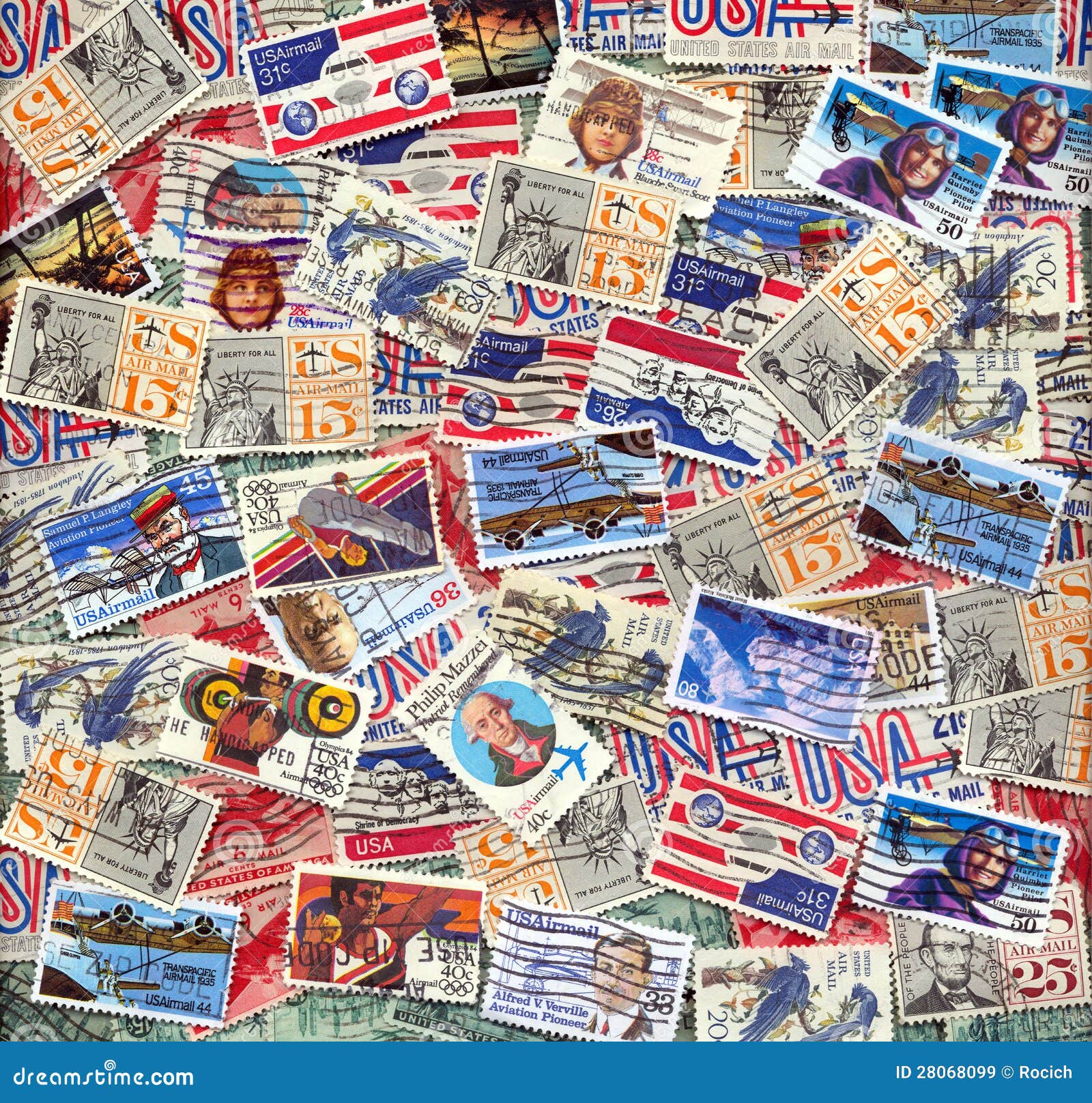 Old U.S. Air Mail Postage Stamps Editorial Stock Image - Image of ...