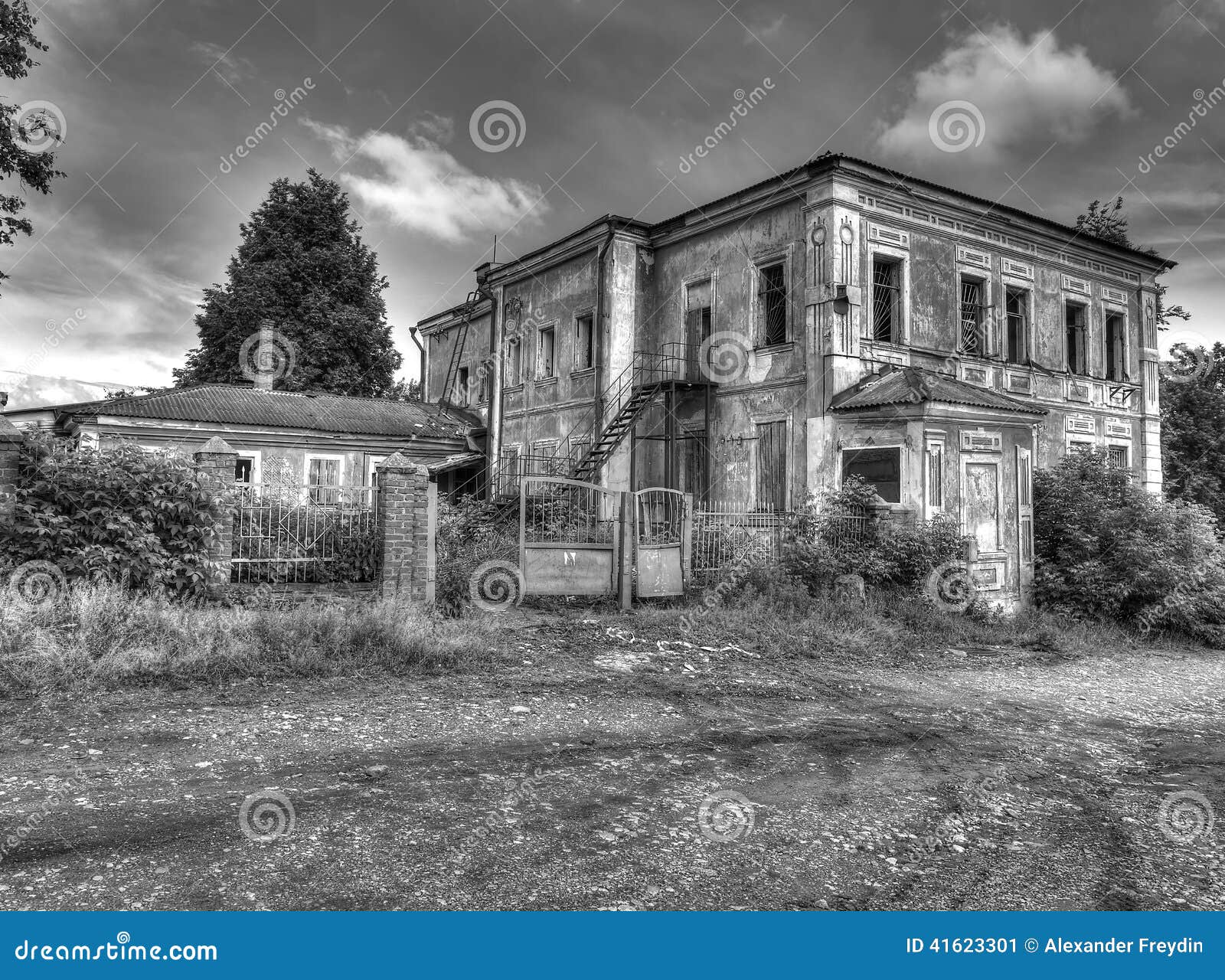 The Old Uninhabited Half-ruined House with Broken Out Stock Image ...