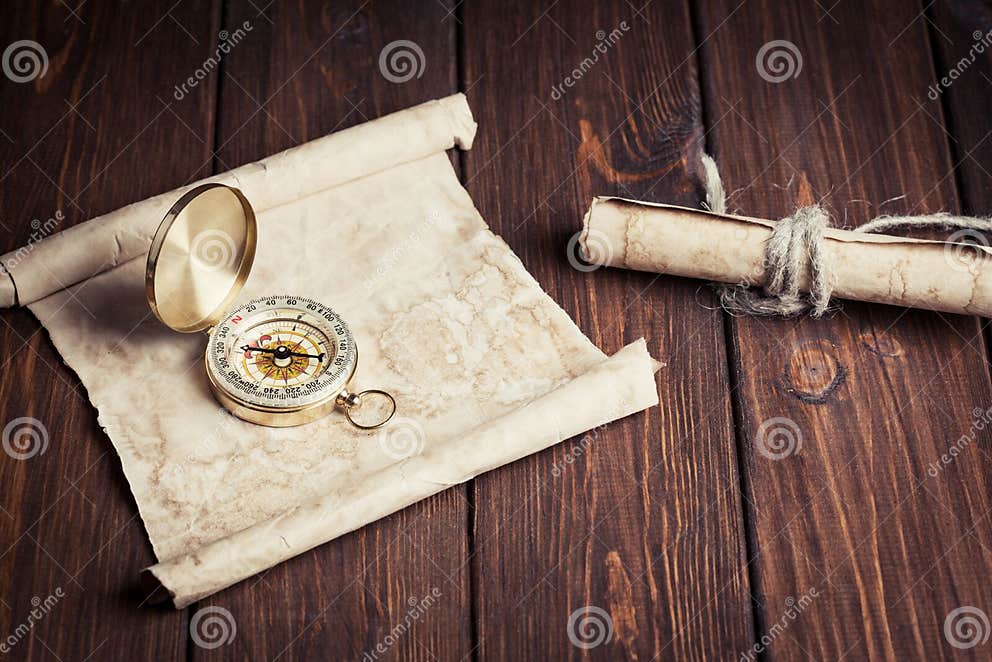 Old unrolled map stock photo. Image of paper, compass - 41598492