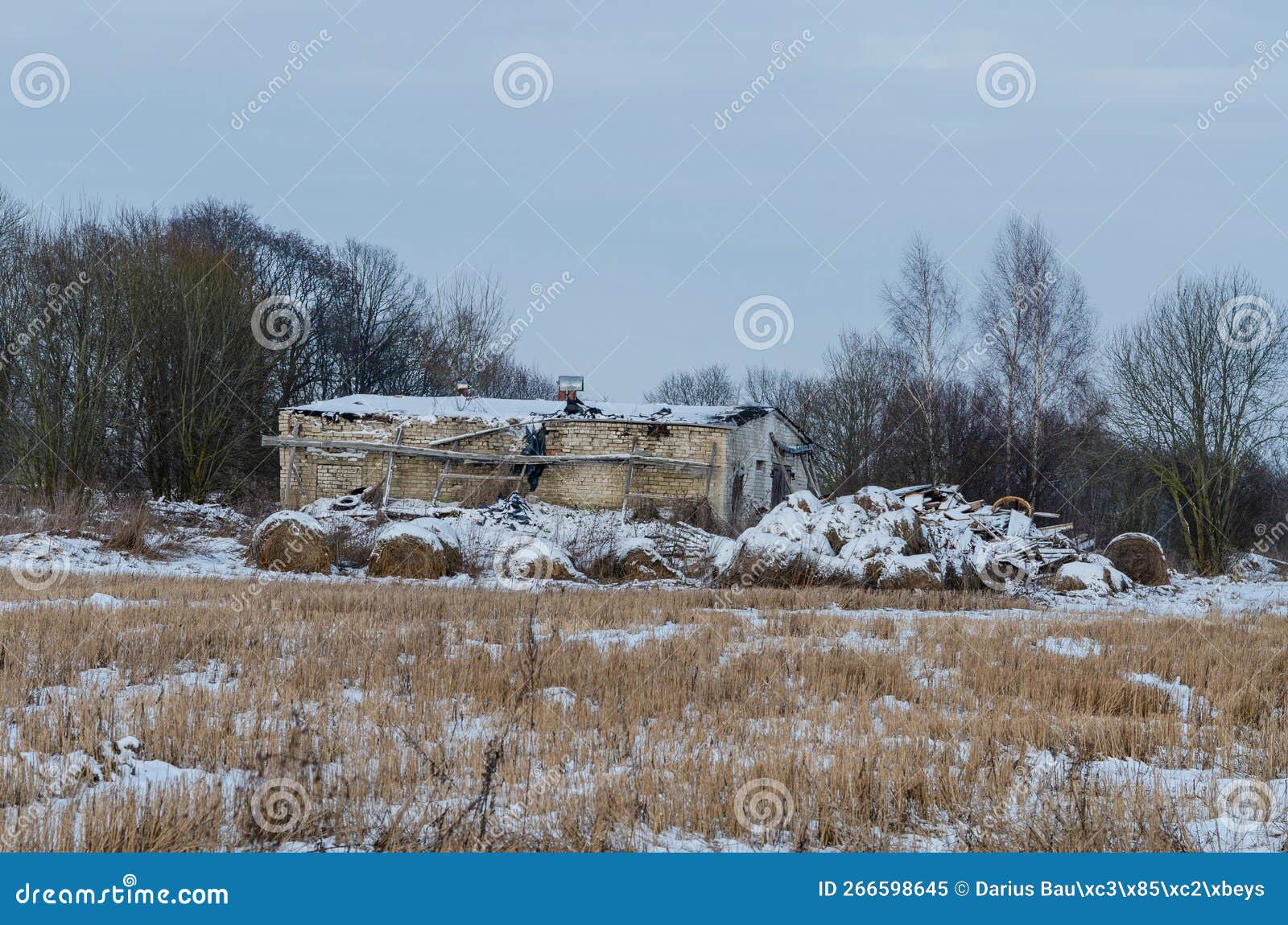 An Old, Unsafe, Abandoned and Dilapidated Brick Building Stock Image ...