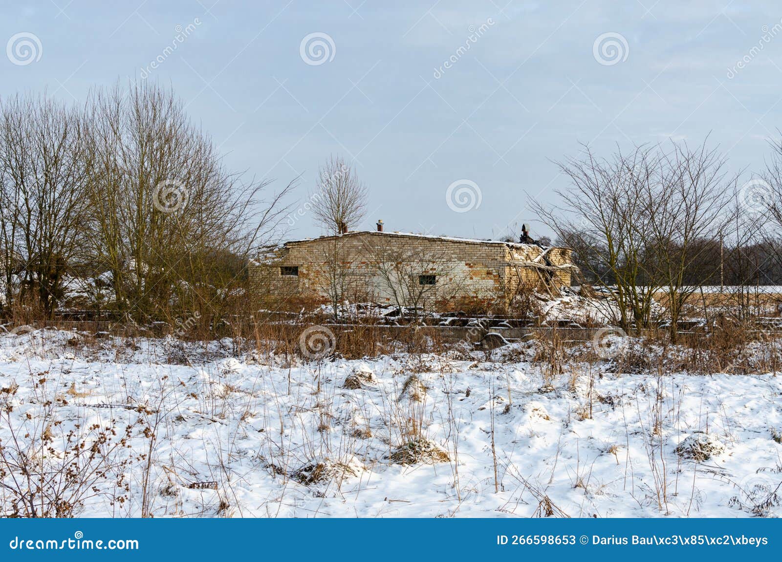 An Old, Unsafe, Abandoned and Dilapidated Brick Building Stock Image ...