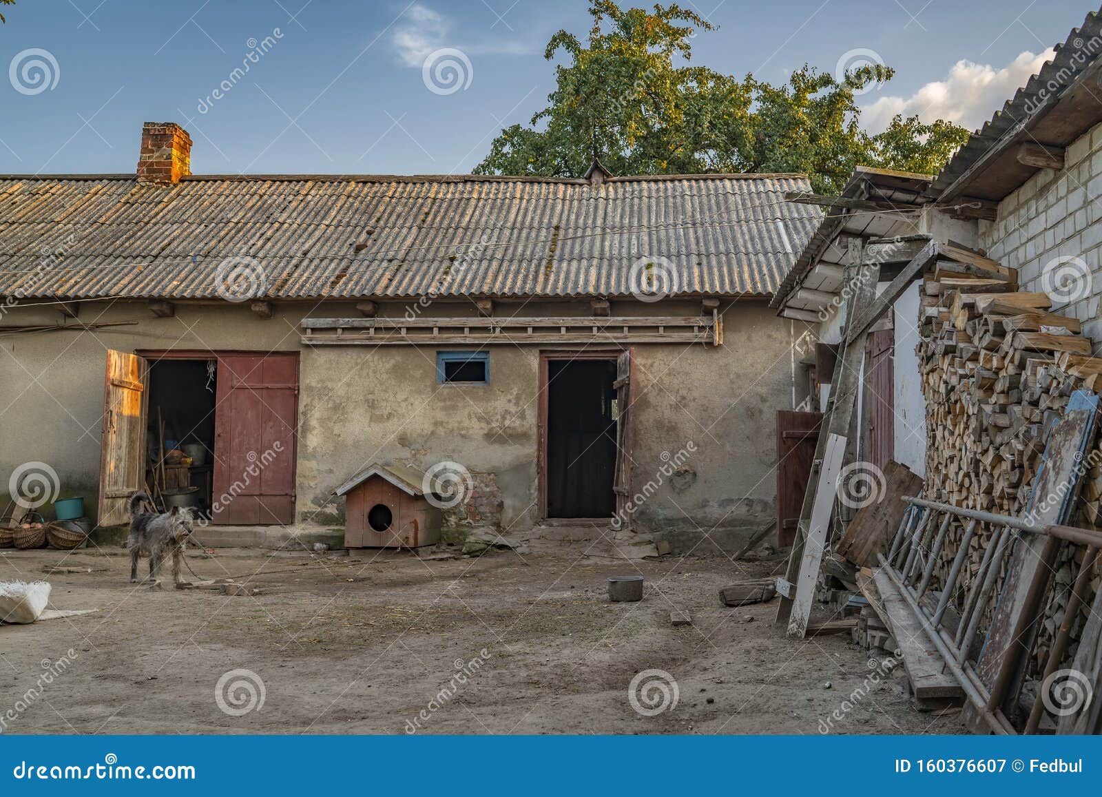 Old Untidy Barn with Neglected Yard in the Village Stock Image - Image ...
