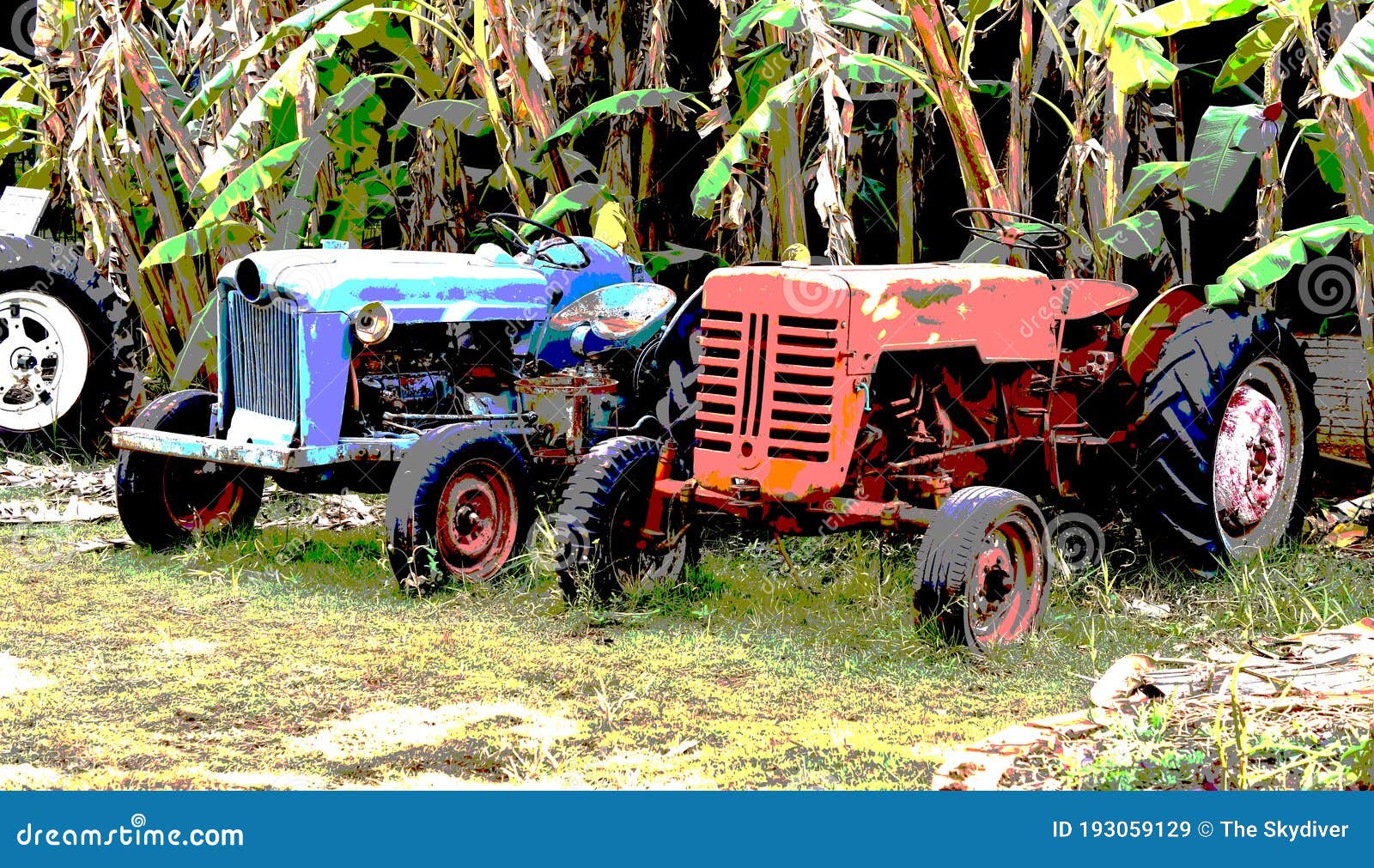 Old Tractor Abandoned In The Middle Of The Forest Corroded By Rust And ...