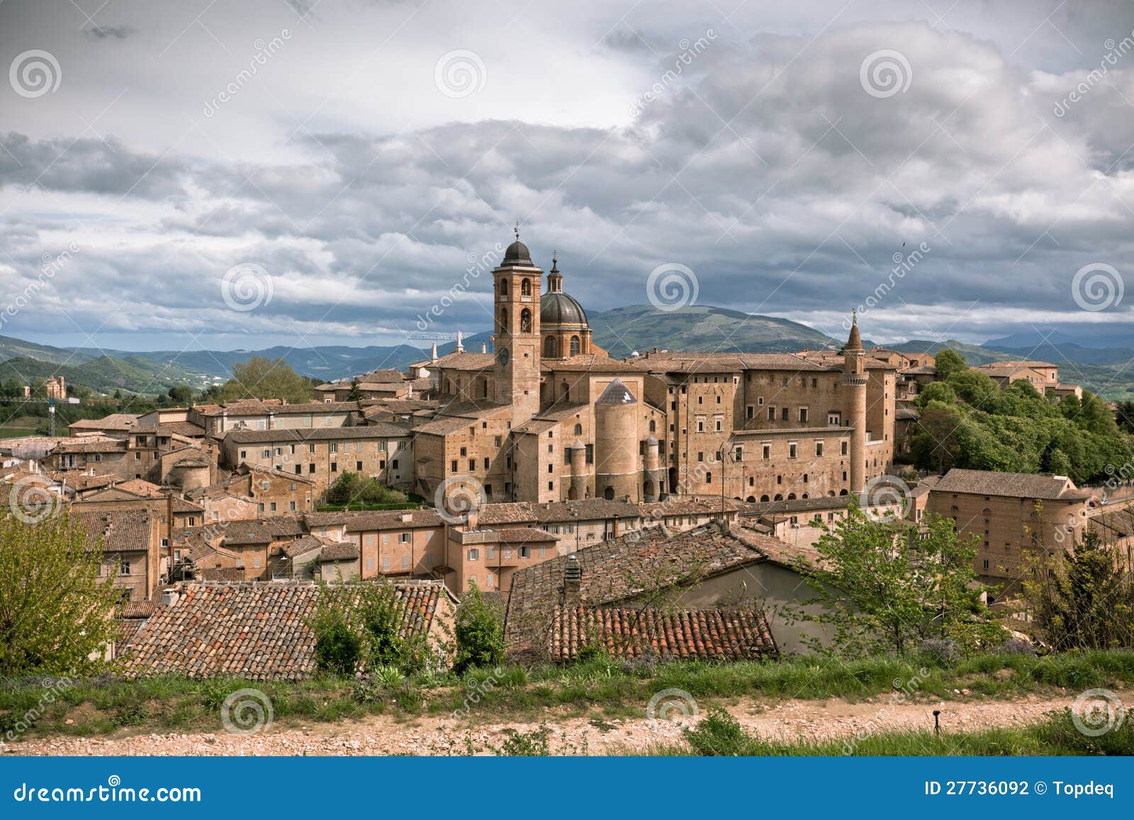 Old Urbino, Italy, Cityscape at Dull Day Stock Photo - Image of ...