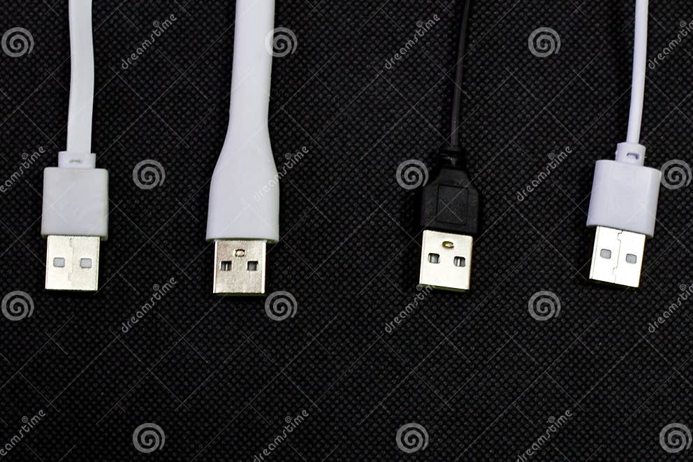 Old USB Plug Cable Isolated on Black Background Stock Photo - Image of ...