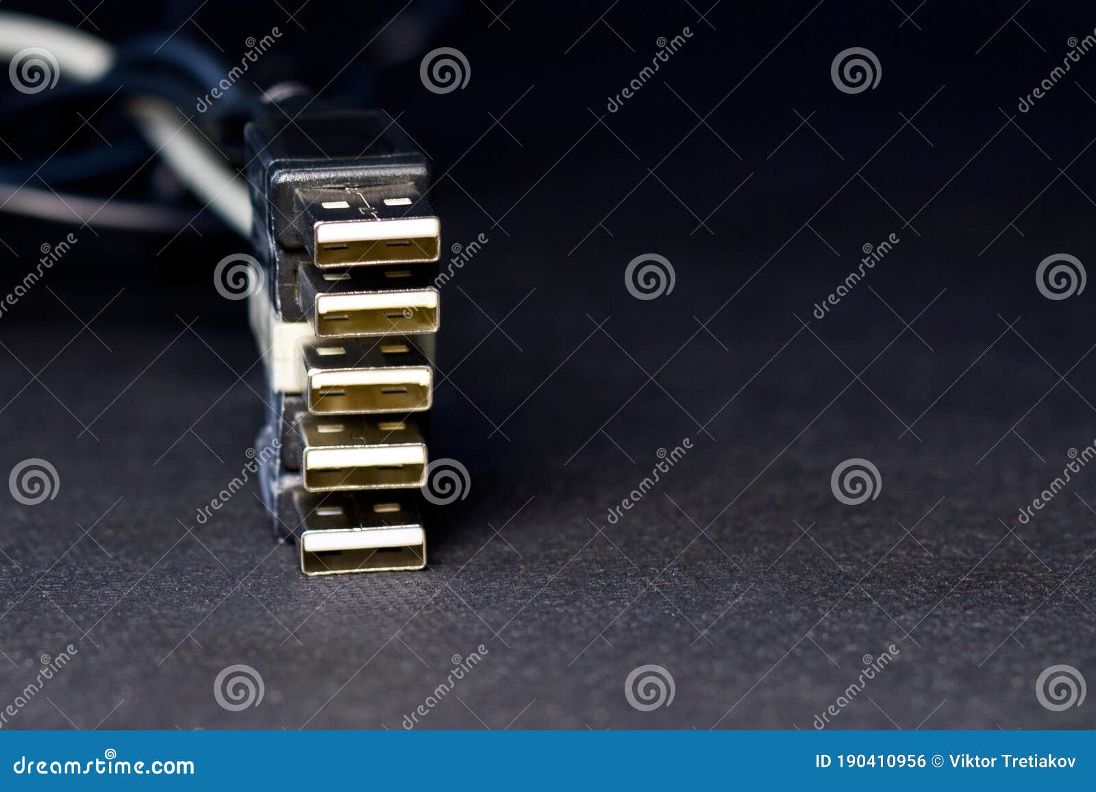 Old USB Plug Cable Isolated on Black Background Stock Photo - Image of ...