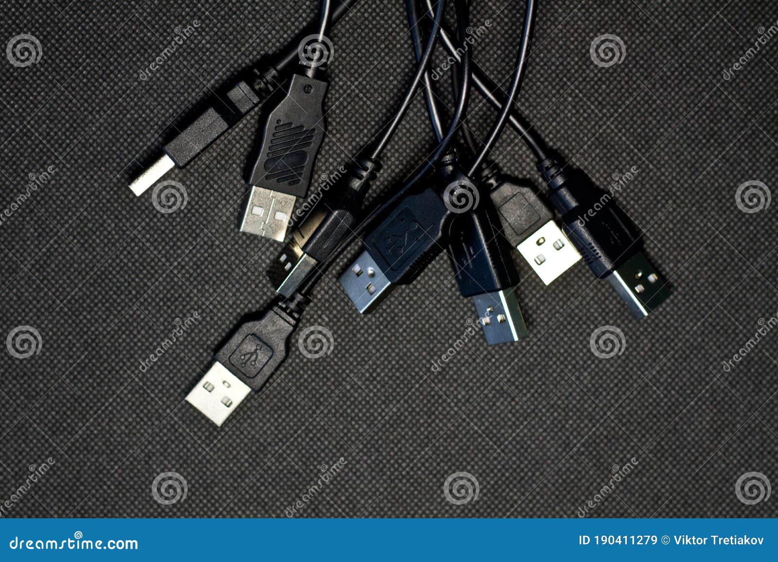 Old USB Plug Cable Isolated on Black Background Stock Image - Image of ...