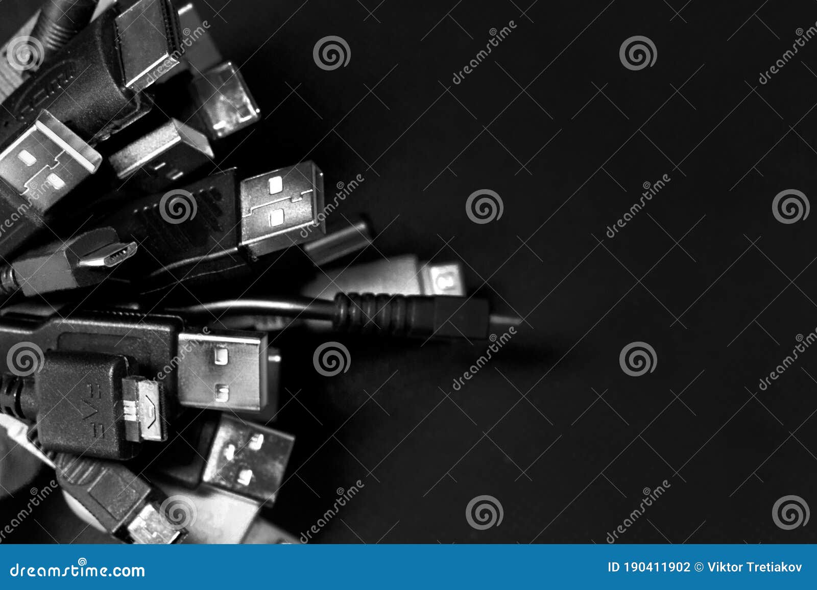 Old USB Plug Cable Isolated on Black Background Stock Photo - Image of ...