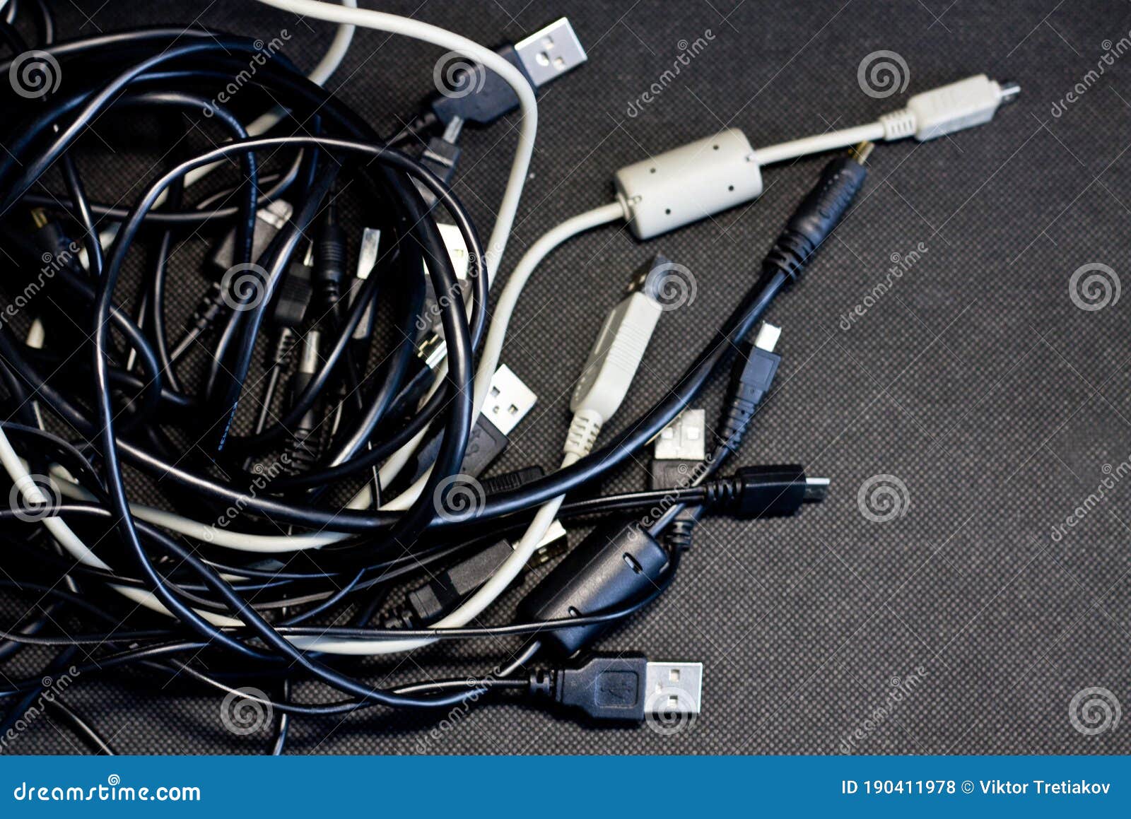 Old USB Plug Cable Isolated on Black Background Stock Photo - Image of ...