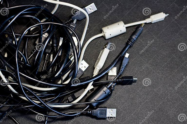 Old USB Plug Cable Isolated on Black Background Stock Photo - Image of ...