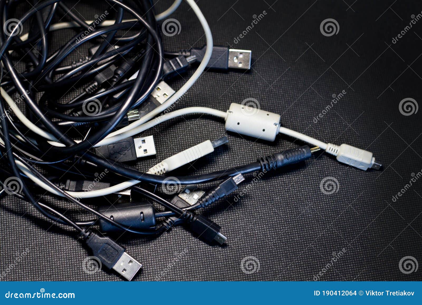 Old USB Plug Cable Isolated on Black Background Stock Photo - Image of ...