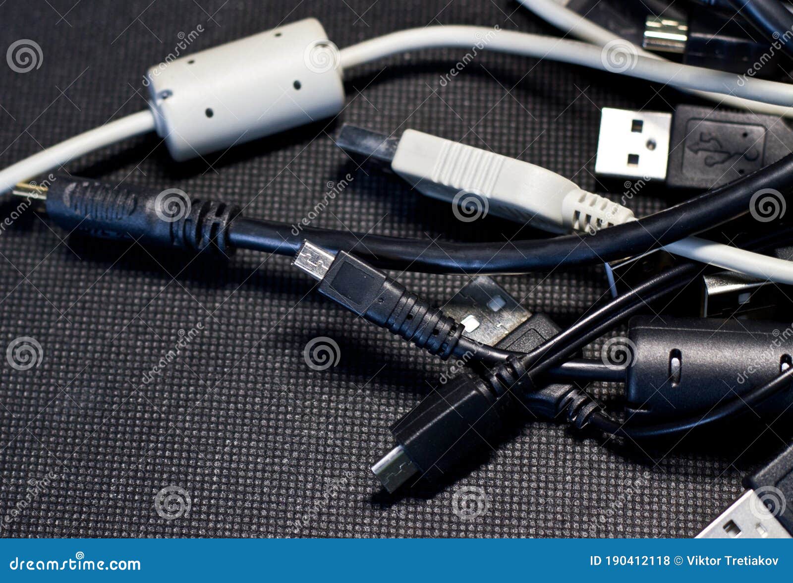 Old USB Plug Cable Isolated on Black Background Stock Photo - Image of ...