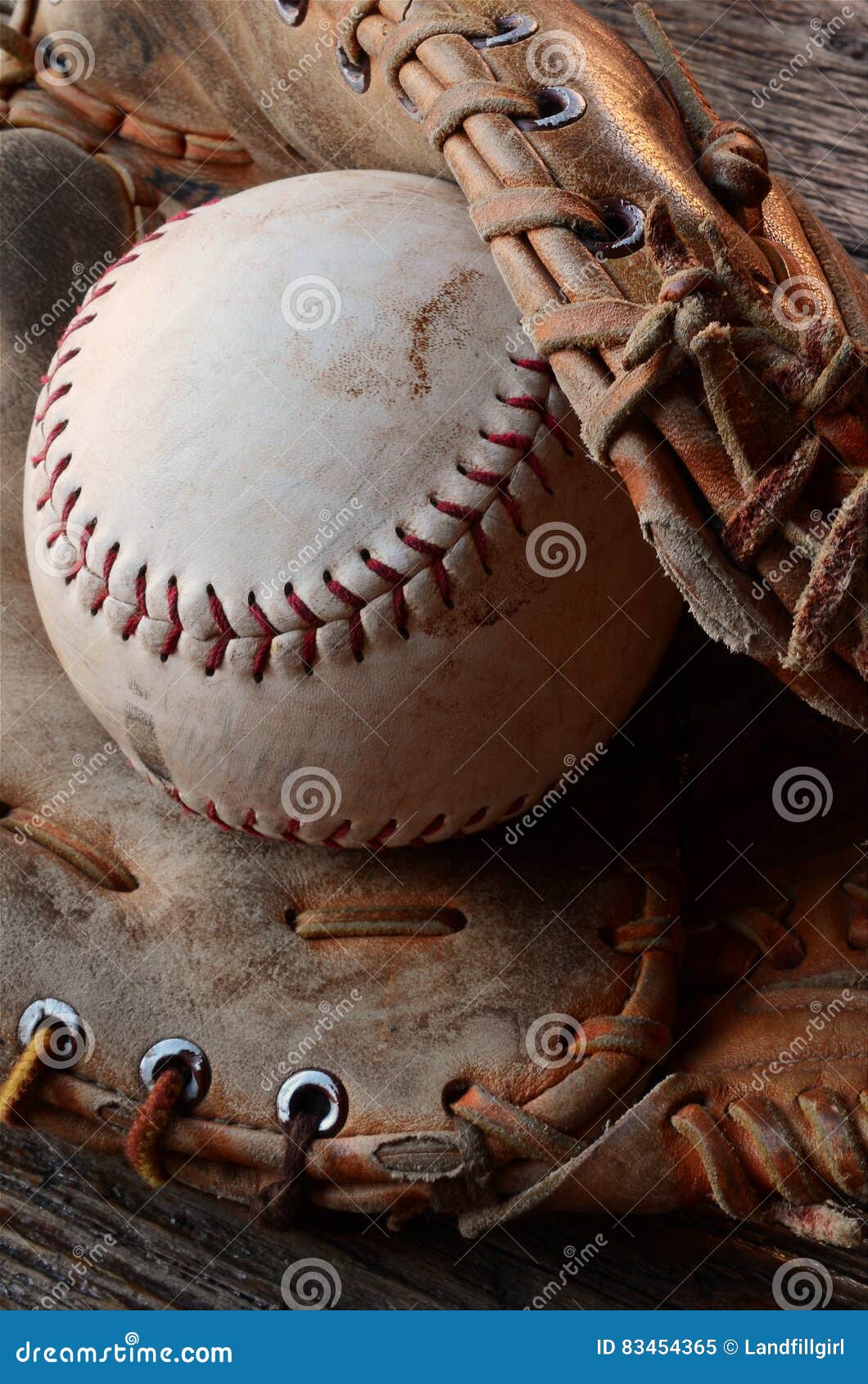 Old Used Baseball Equipment Stock Image - Image of stitches, softball ...