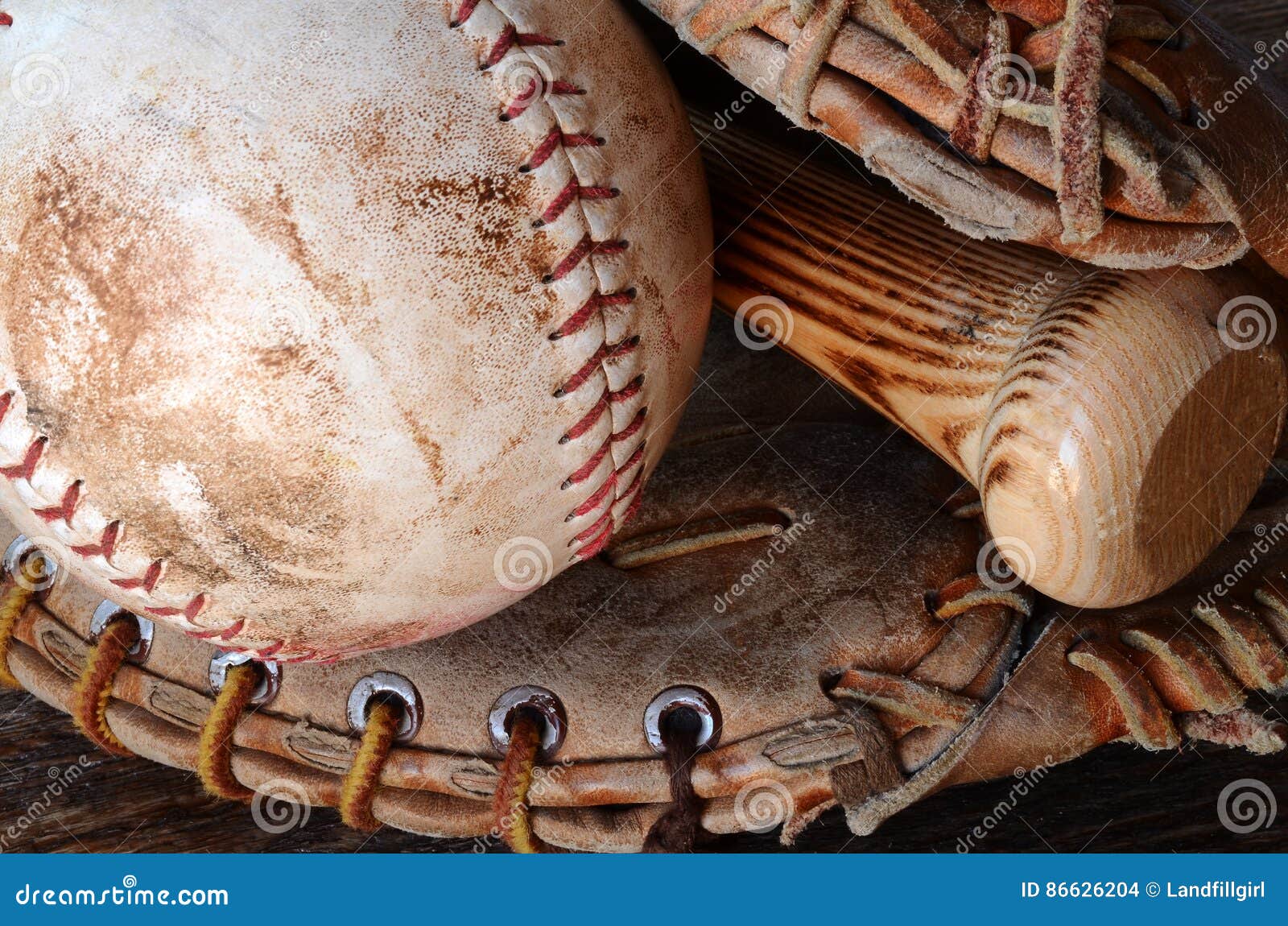 Old Used Baseball Equipment Stock Photo - Image of texture, sports ...