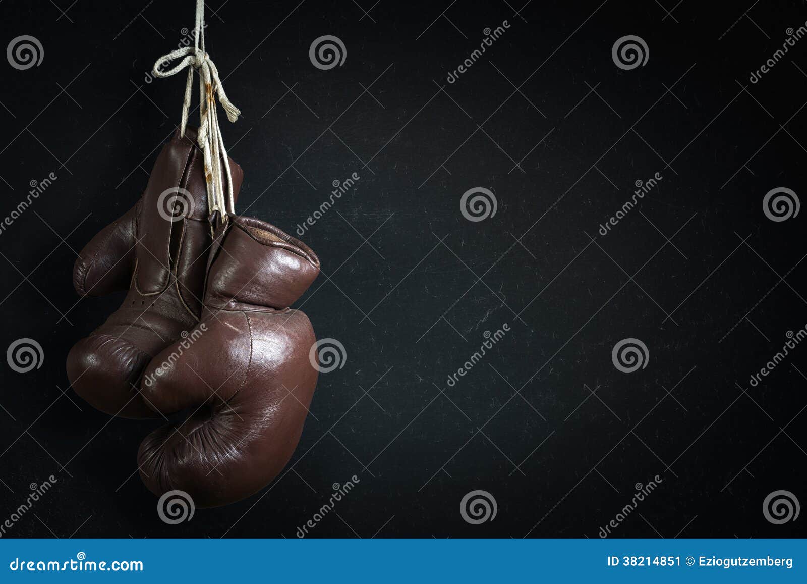 Old Used Boxing Gloves, Hanging before a Dirty Wall Stock Image - Image ...