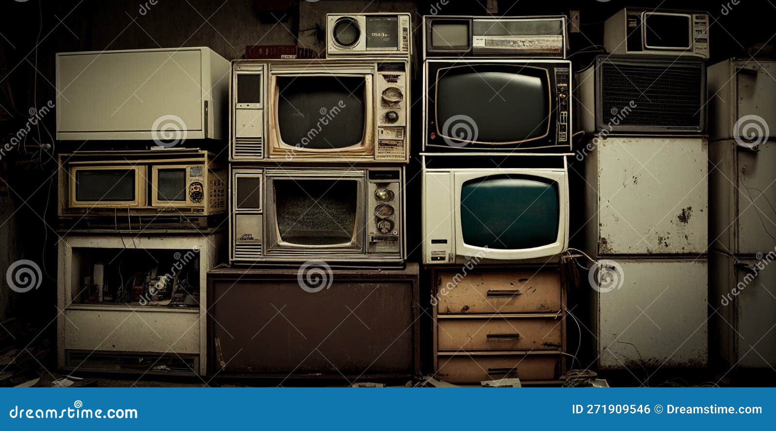 Old Used Electrical Equipment Stacked for Recycling. Generated by AI ...