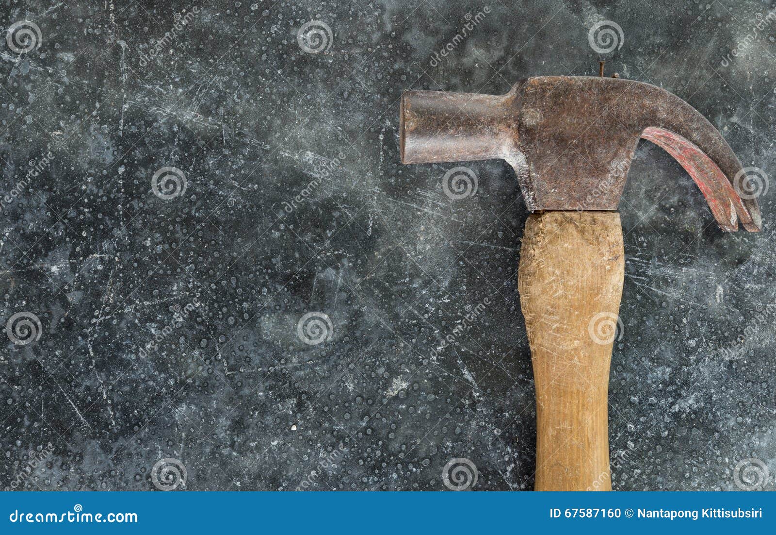 Old Used Hammer on Concrete Texture Floor Background Stock Photo ...