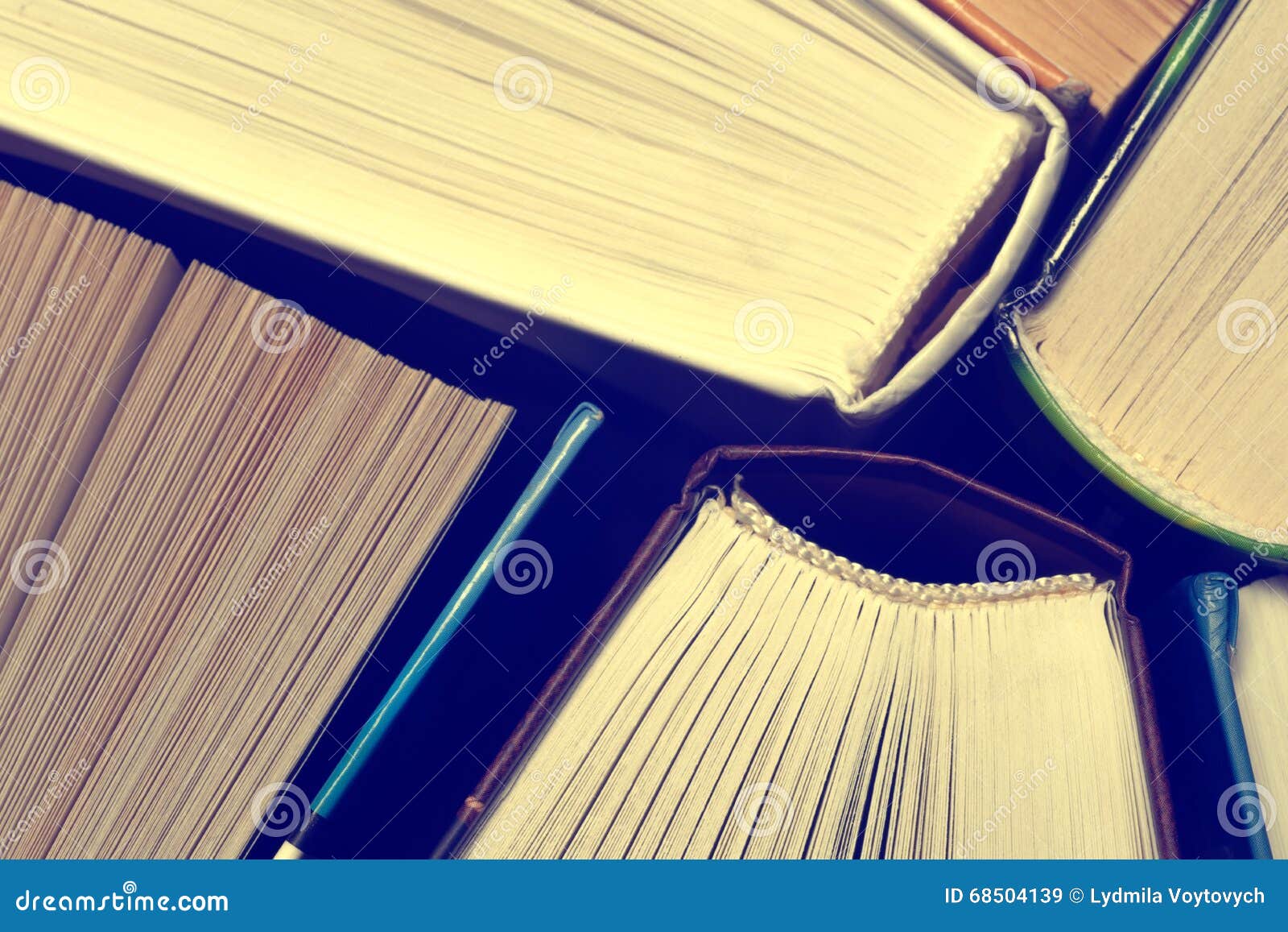 Old and Used Hardback Books or Text Books Seen from Above. Stock Image ...
