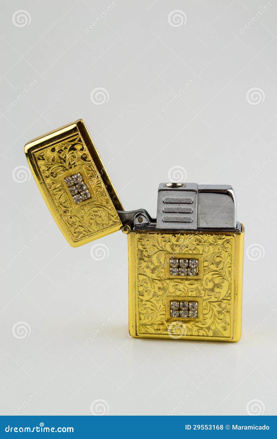 An Old Used Luxurious Gold Open Lighter Stock Photo - Image of lighter ...
